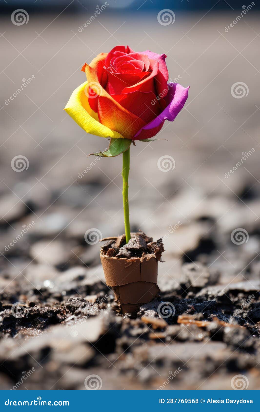 Rose Multi Colored Stem And Leaves On A White Background Vintage Vector ...