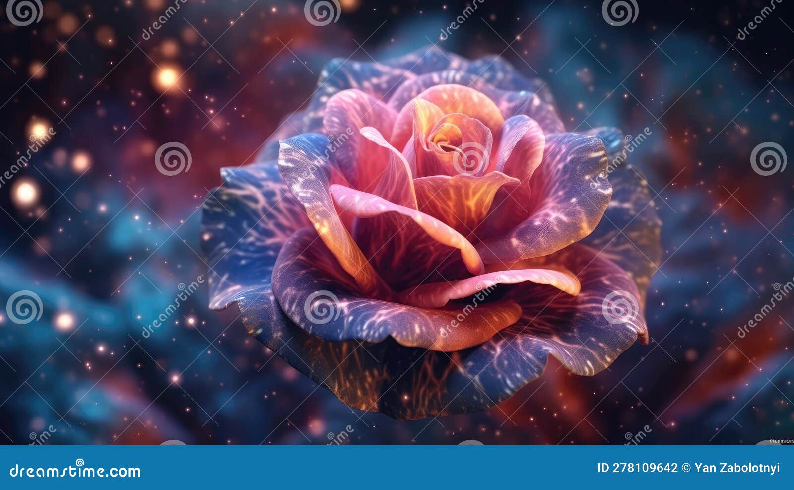 Rose Nebulae and Galaxies Float in Space in the Smokelike Clouds of Gas ...