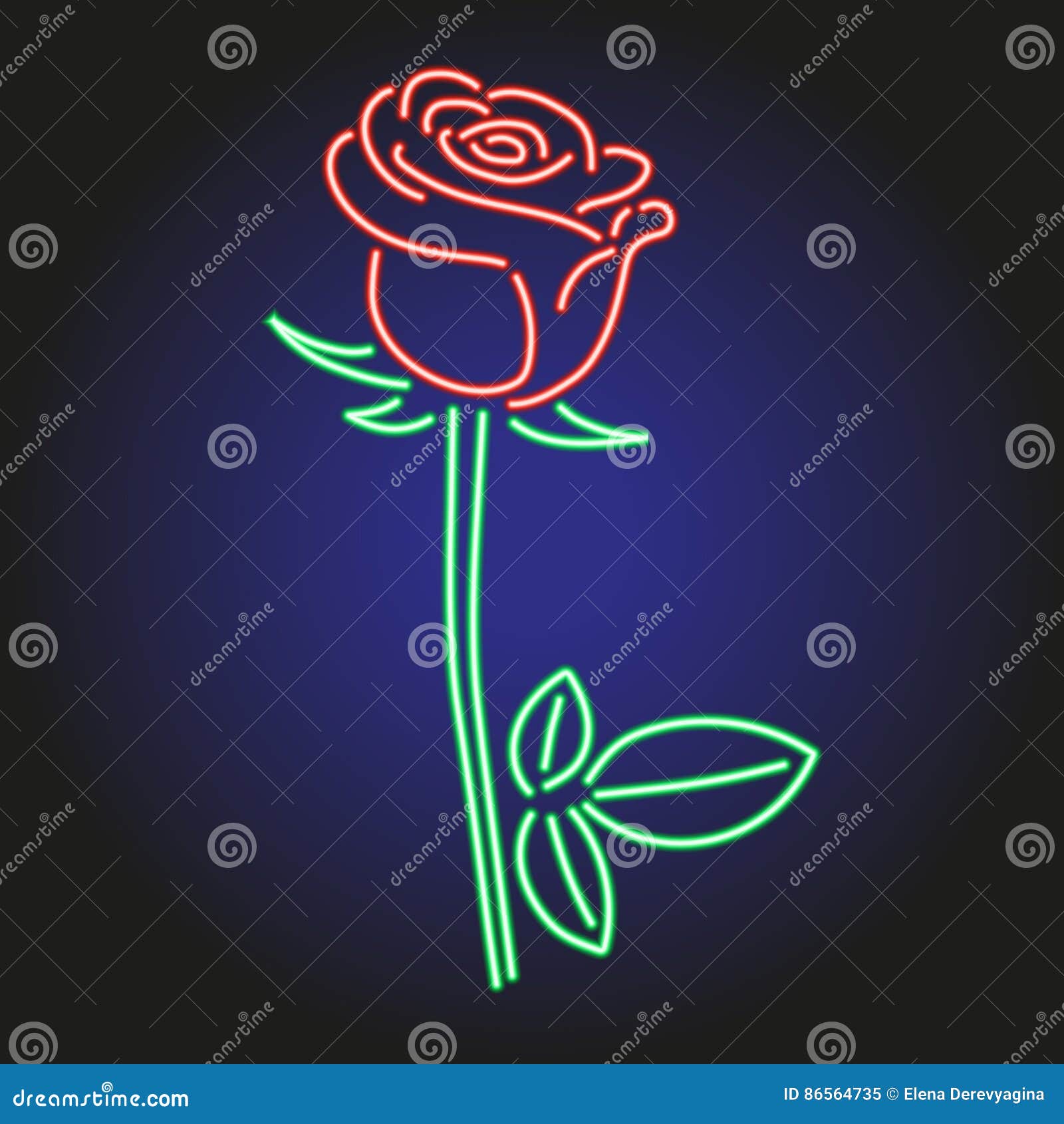 Rose Neon Glowing on Dark Background Vector Illustration Stock Vector ...