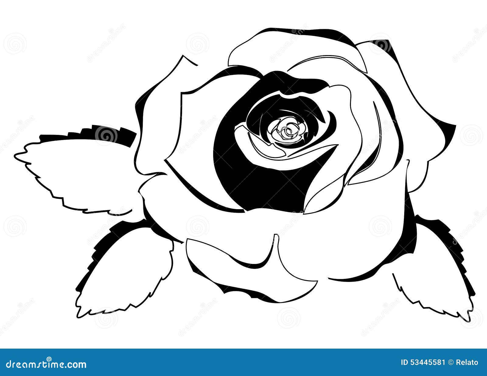 Rose Outline stock vector. Illustration of graphic, outline - 53445581