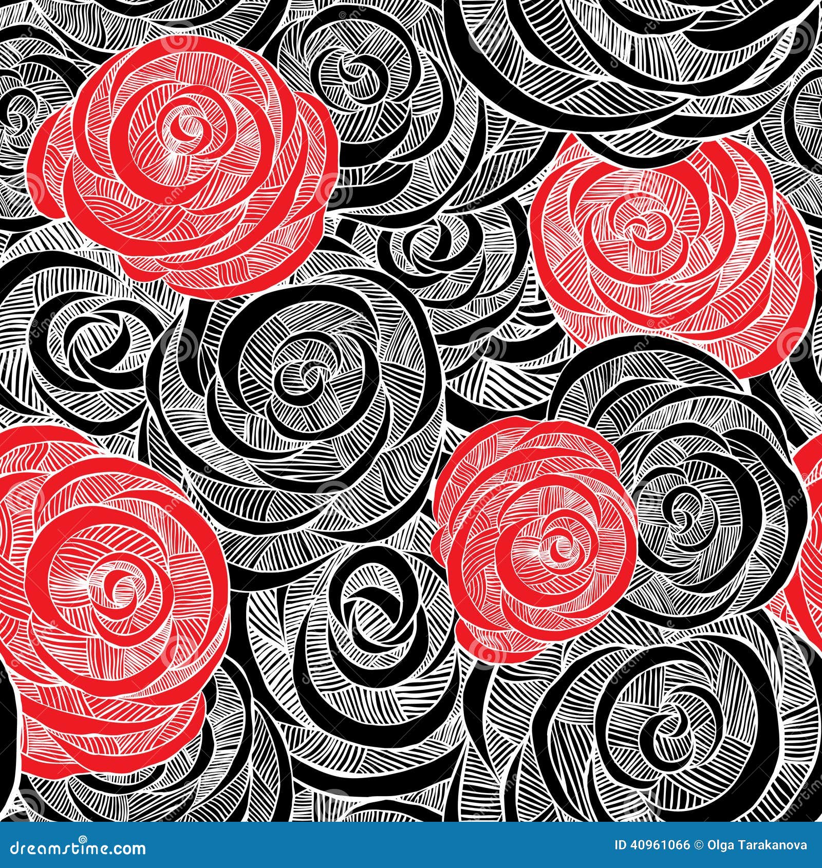 Rose pattern stock vector. Illustration of draw, floral - 40961066