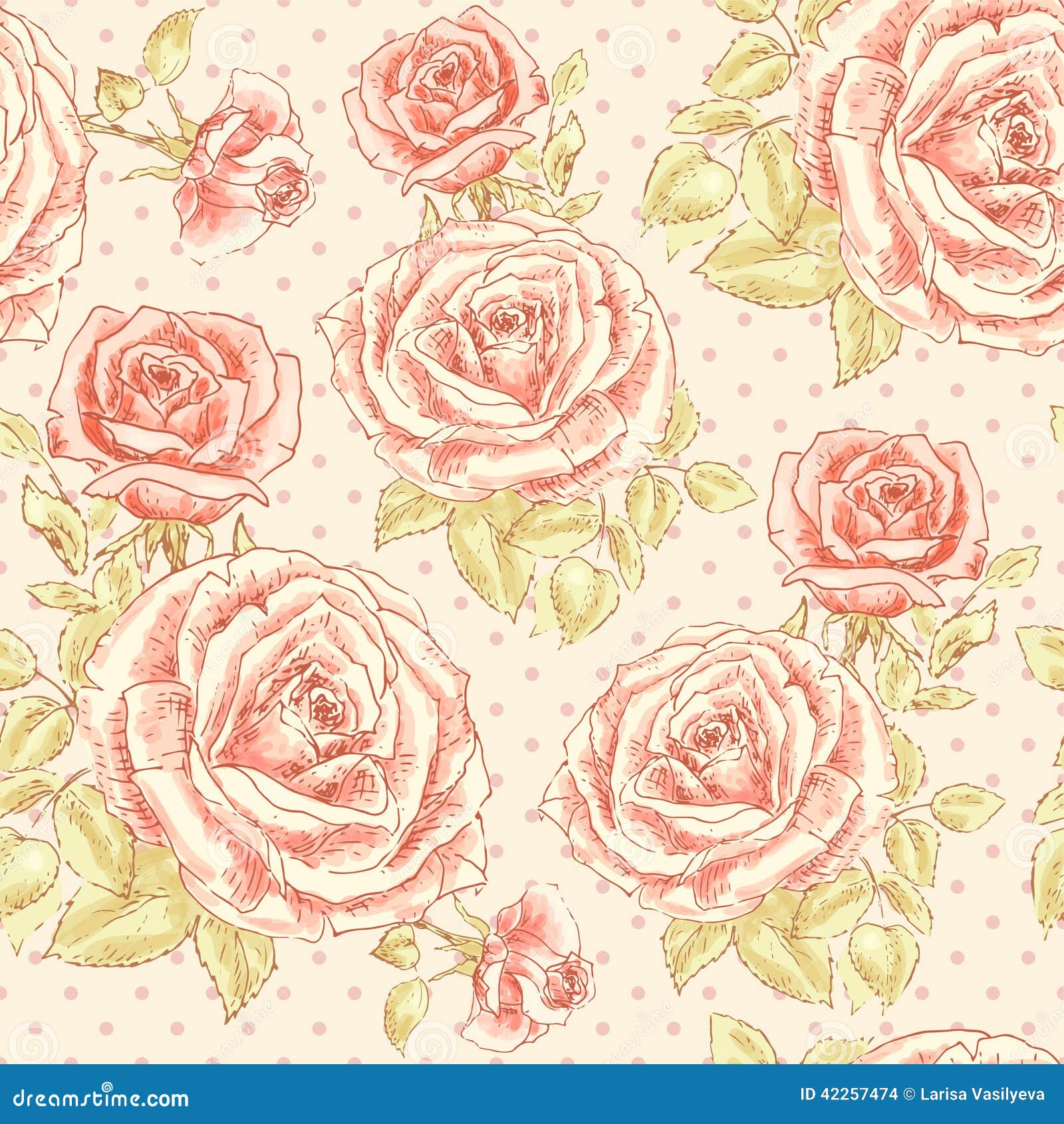 Rose Pattern Polka Dot 2 Stock Illustrations – 2 Rose Pattern Polka Dot ...