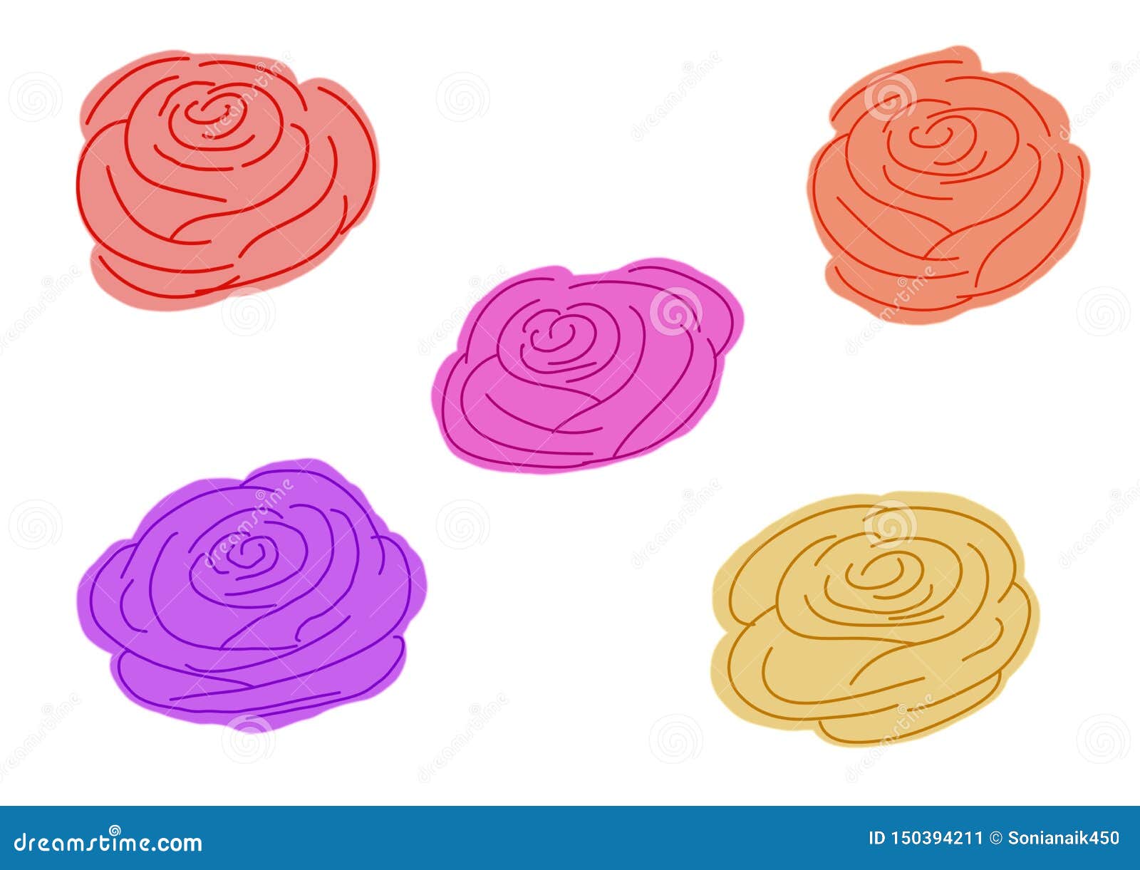 Rose Patterns on a Shaded White Background. Stock Illustration ...