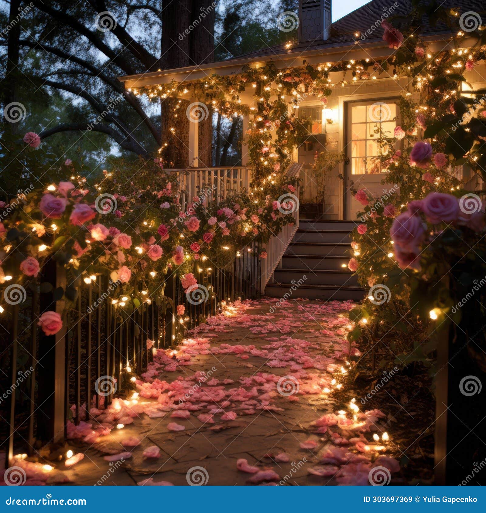 Rose-petal Path, Twinkling Lights, and Sentimental Love Notes Stock ...