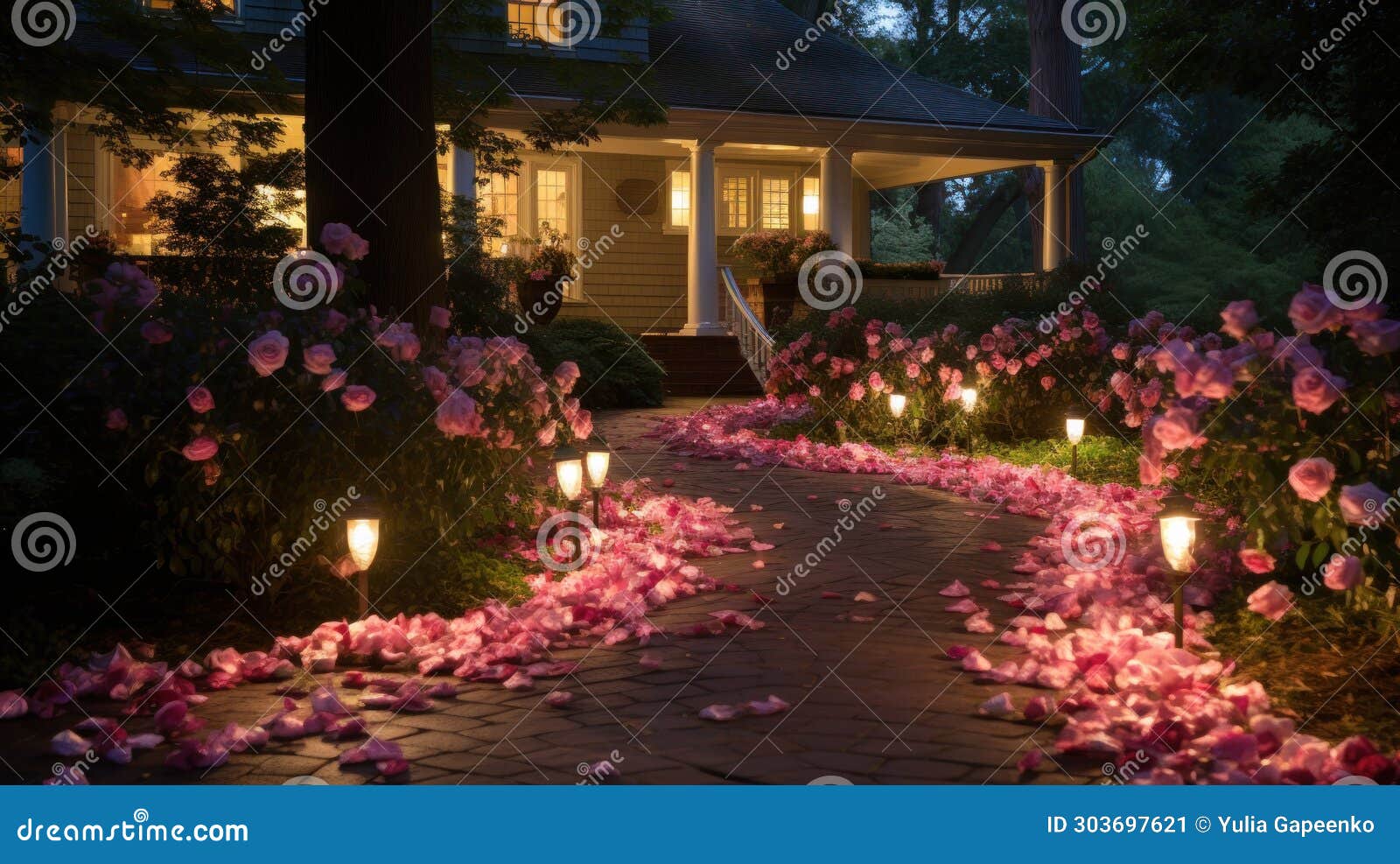 Rose-petal Path, Twinkling Lights, and Sentimental Love Notes Stock ...