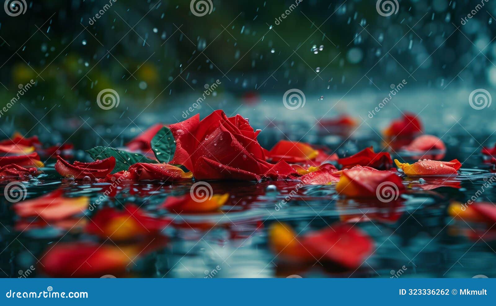 Rose Petals Floating in Rainwater Stock Photo - Image of floating ...