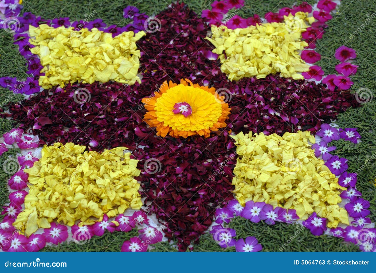 Rose Petals Rangoli Decoration Ikebana Stock Image - Image of macro ...