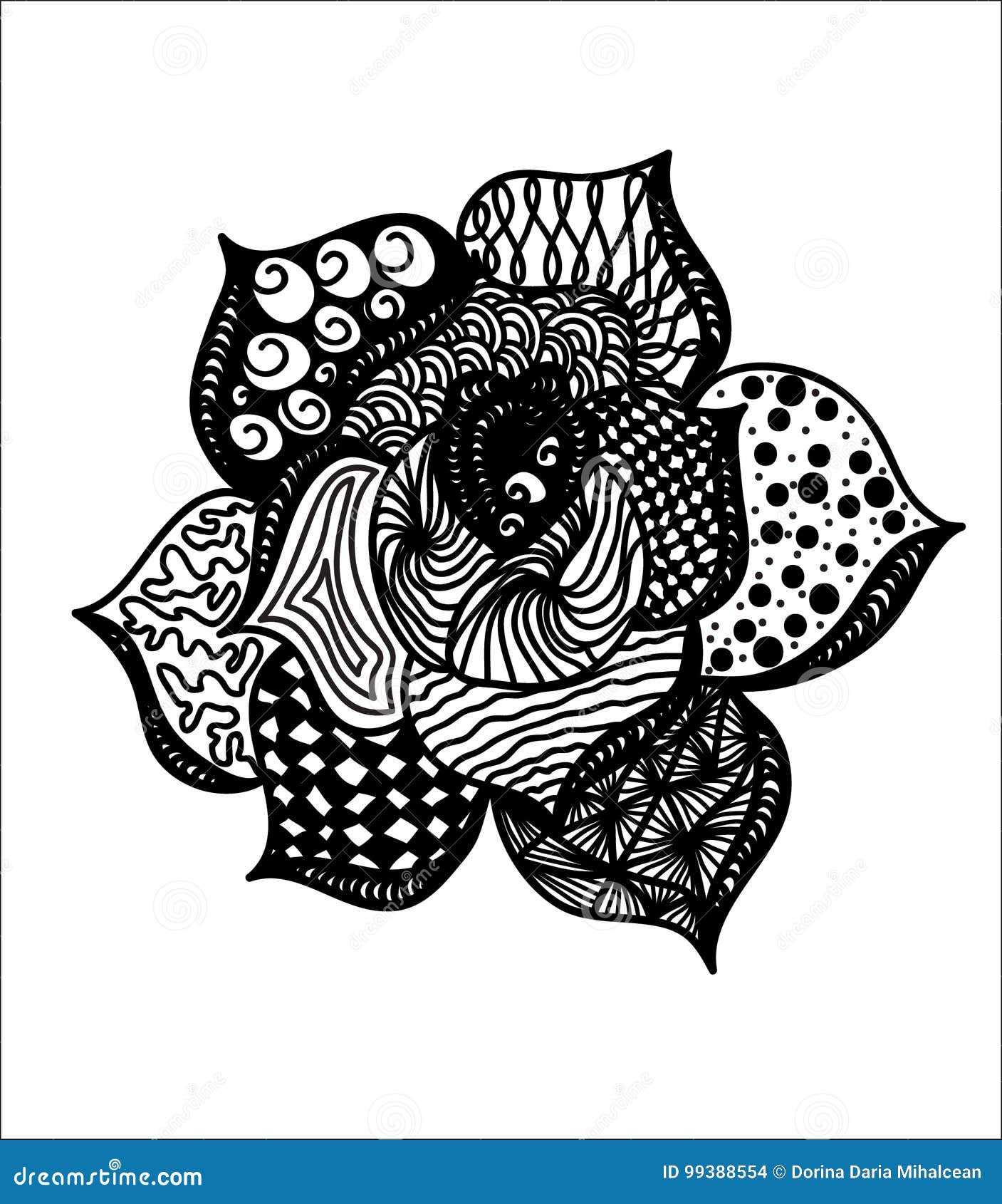 Rose stock vector. Illustration of hand, unique, leaf - 99388554