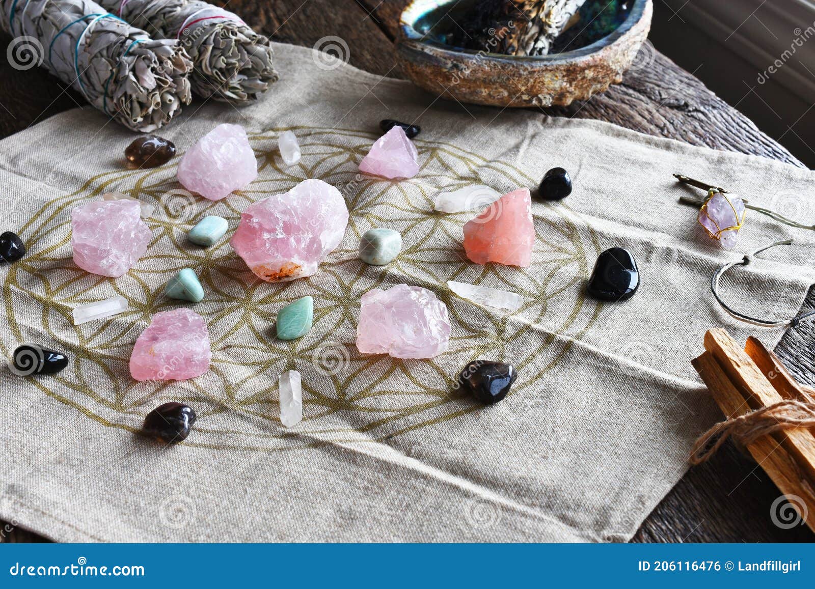 Rose Quartz Self Love Healing Grid Stock Photo - Image of jewel, nature ...