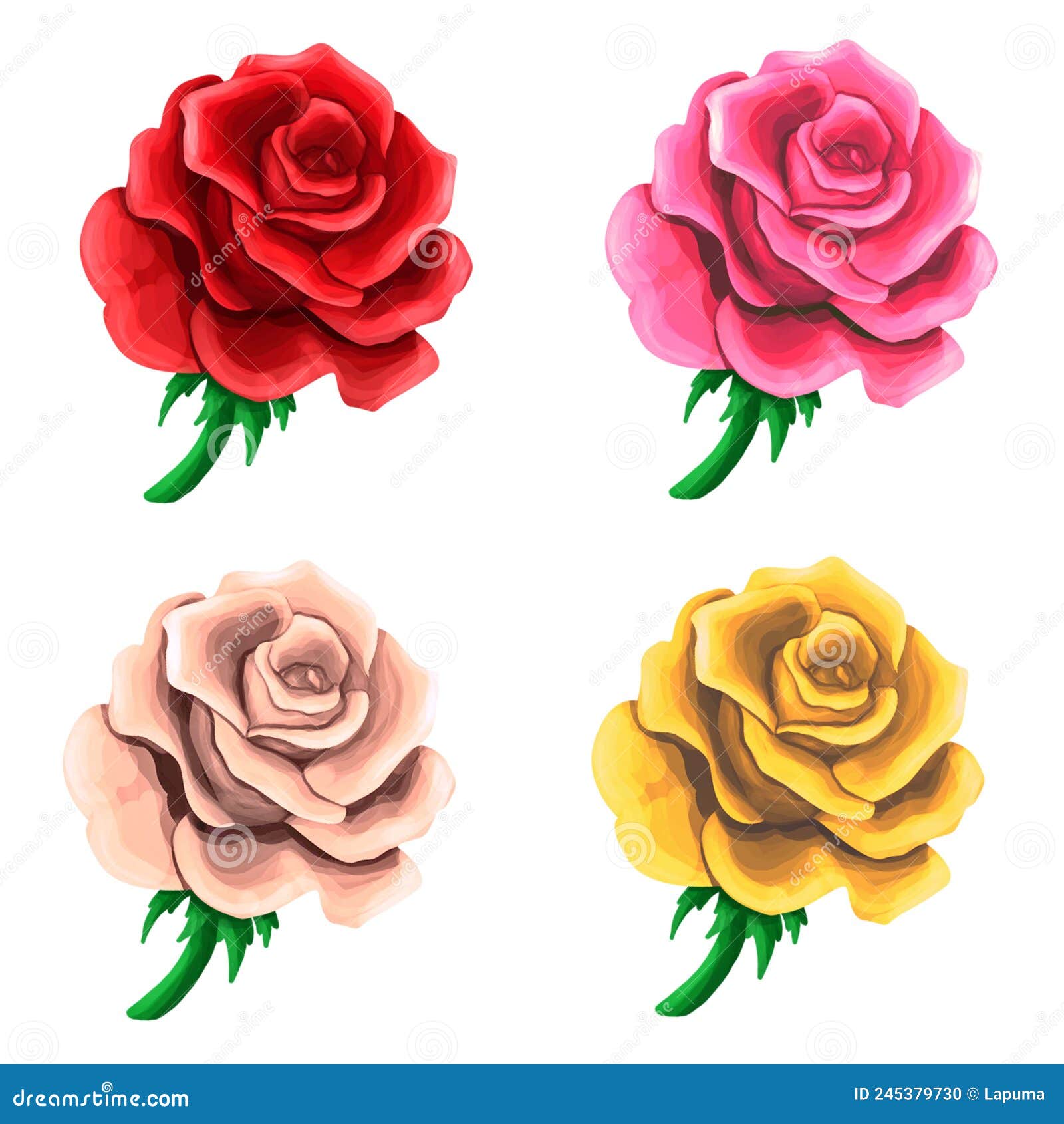 Rose Red Yellow Tea and Pink Illustration Stock Illustration ...