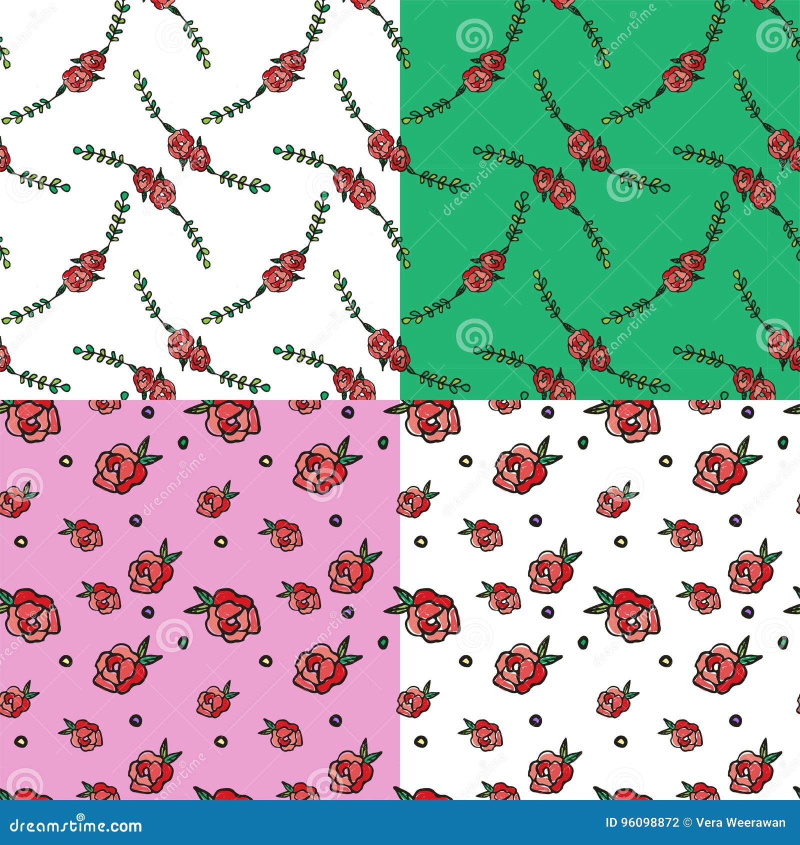 Rose Repeating Seamless Pattern Dibujada Mano Ilustración del Vector ...