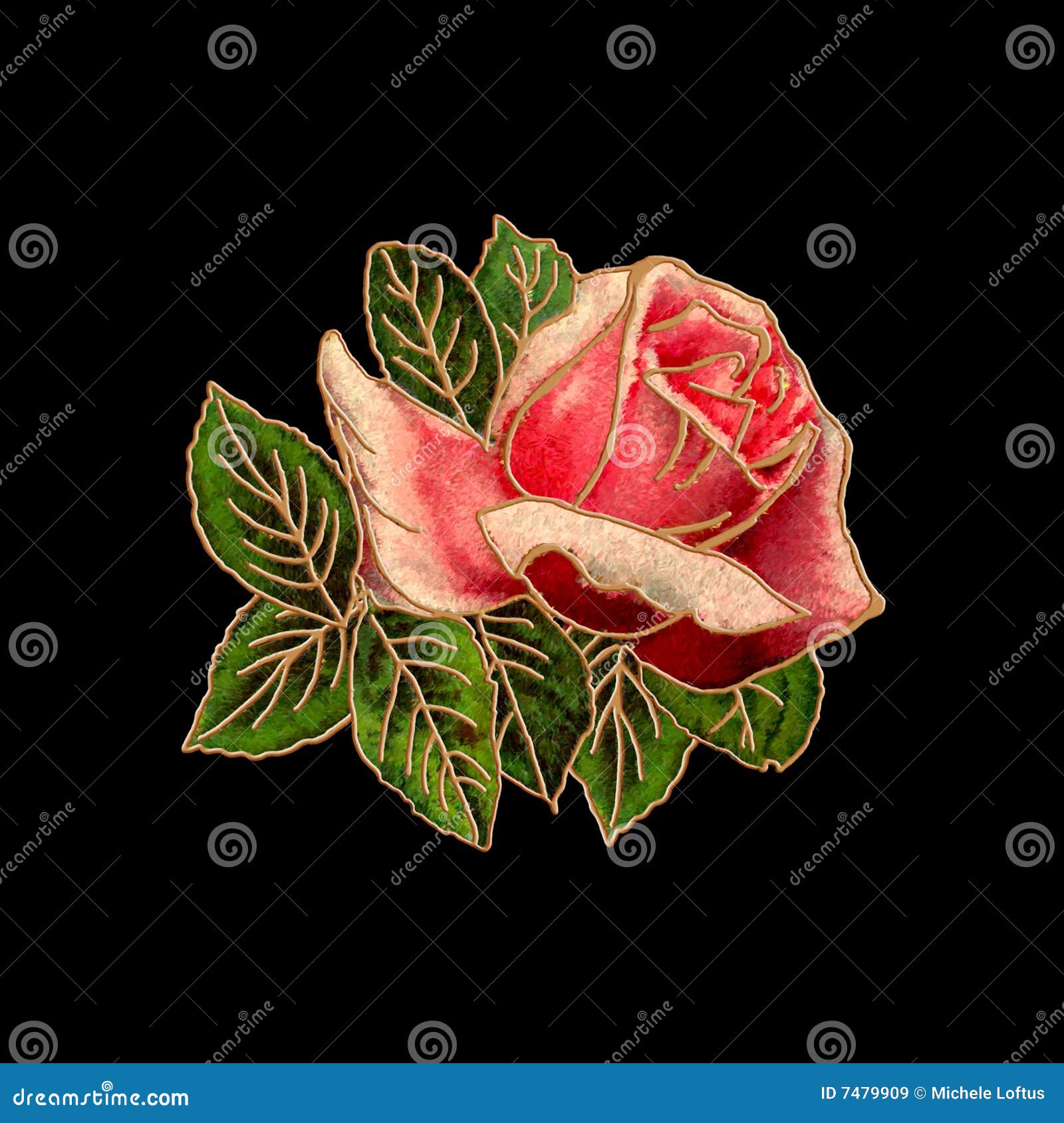 Rose Retro Illustration stock illustration. Illustration of roses - 7479909