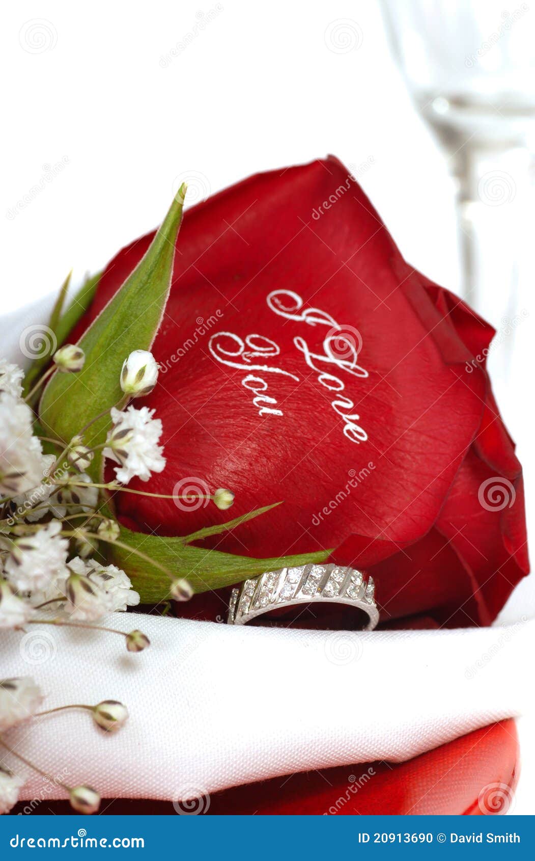 Rose Rouge Qui Dit Je T'aime Photo stock - Image du beau, glace: 20913690