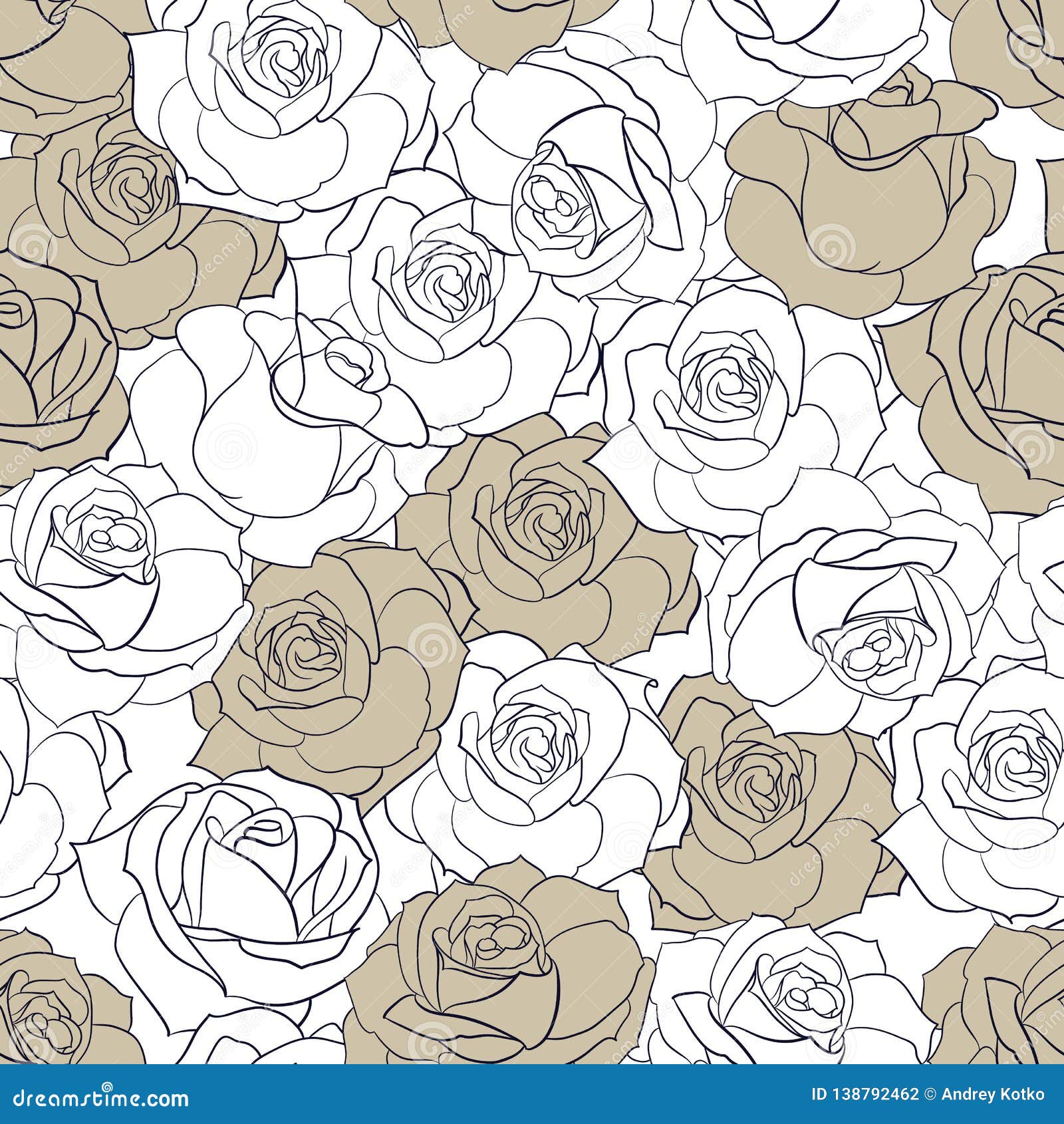 The Rose Flowers Seamless Pattern. Stock Vector - Illustration of ...