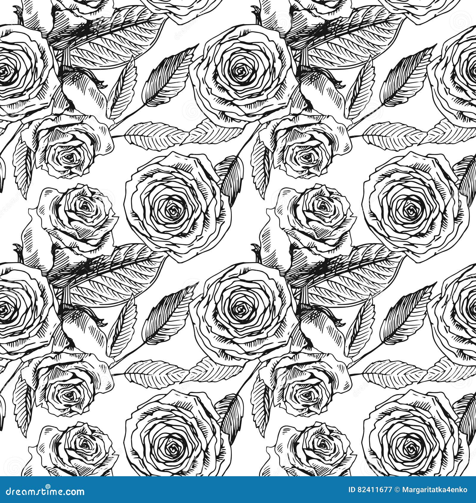 Rose seamless pattern stock vector. Illustration of graphic - 82411677