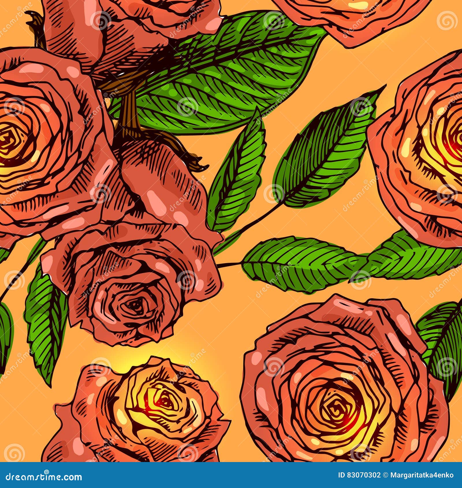 Rose seamless pattern stock vector. Illustration of beautiful - 83070302