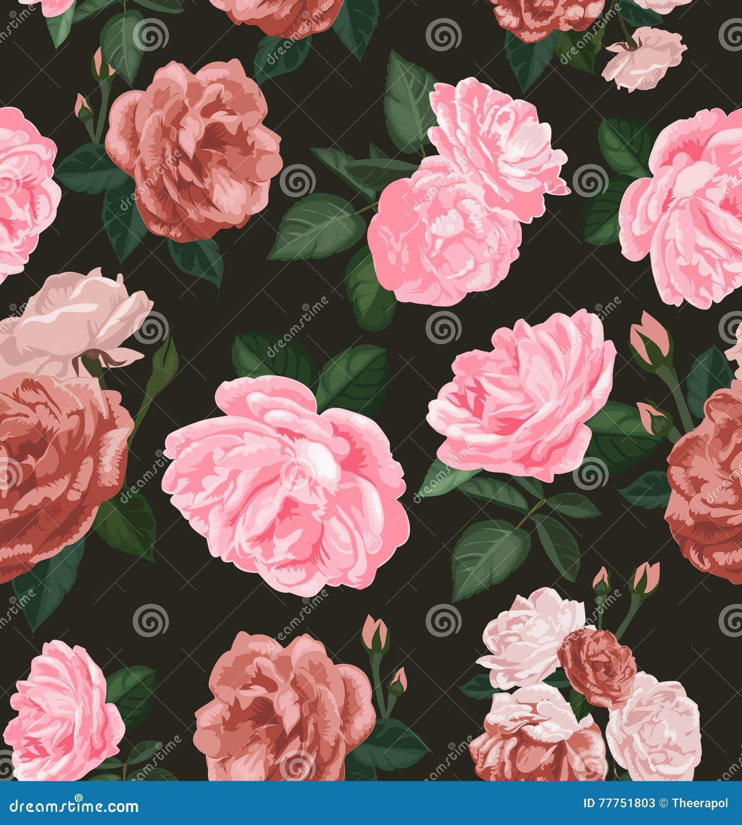 Rose seamless pattern stock illustration. Illustration of card - 77751803