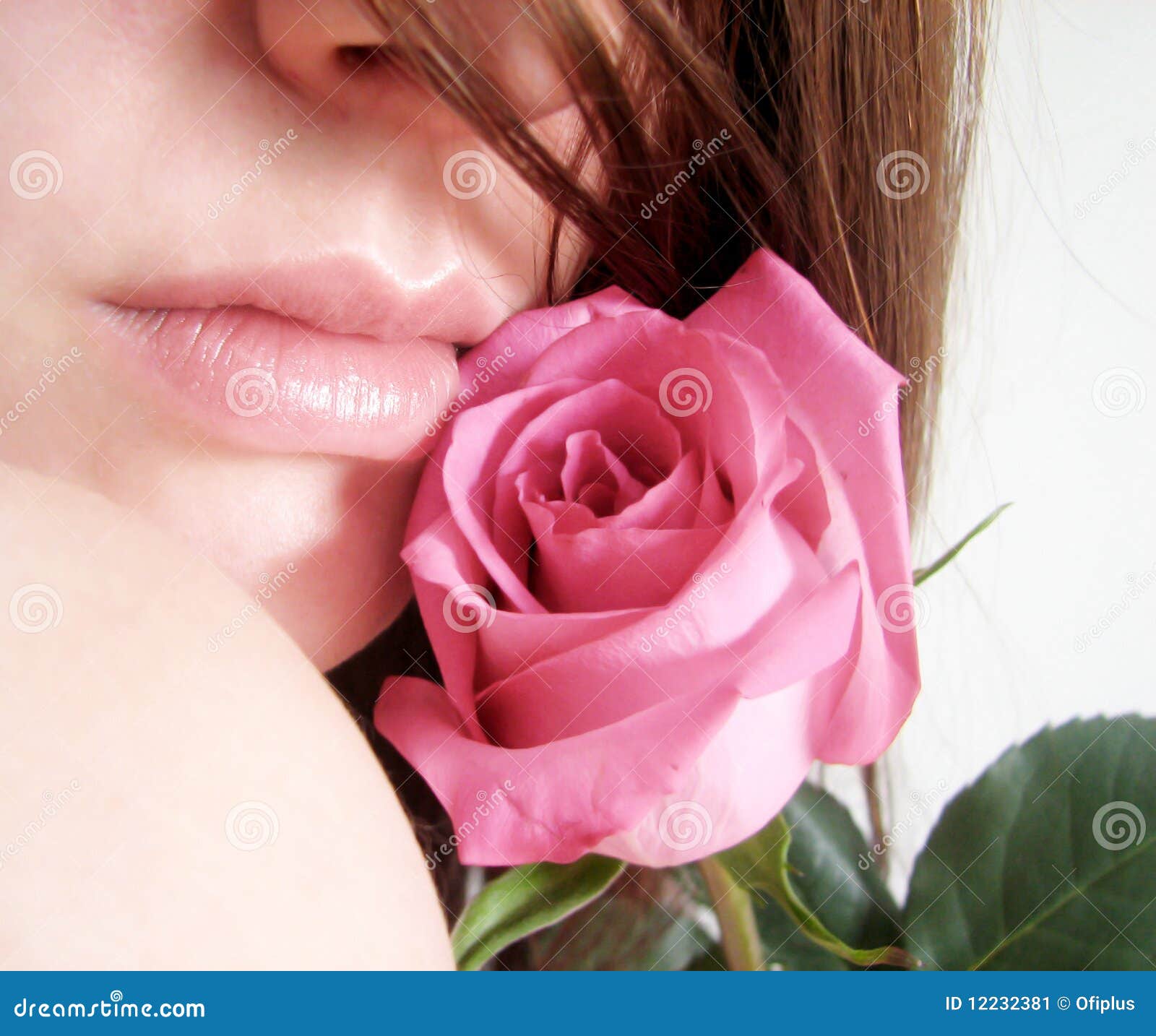 Rose and sensual lips stock image. Image of skin, face - 12232381