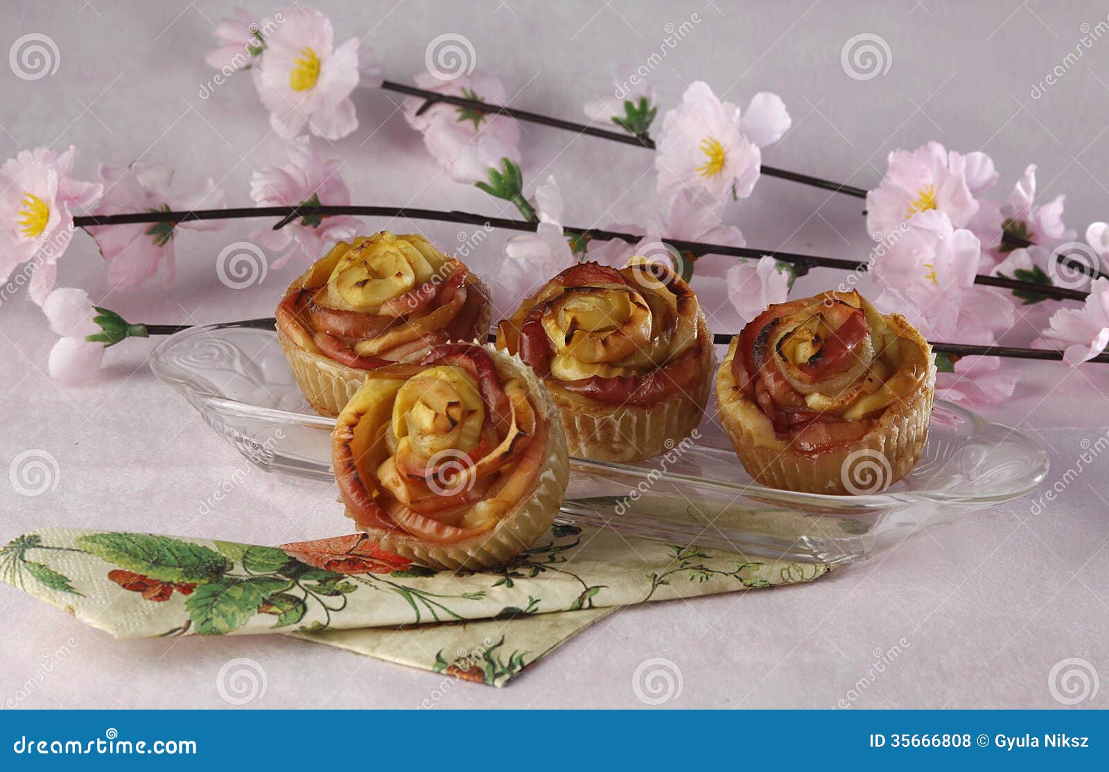 Rose shaped apple muffin stock photo. Image of brown - 35666808