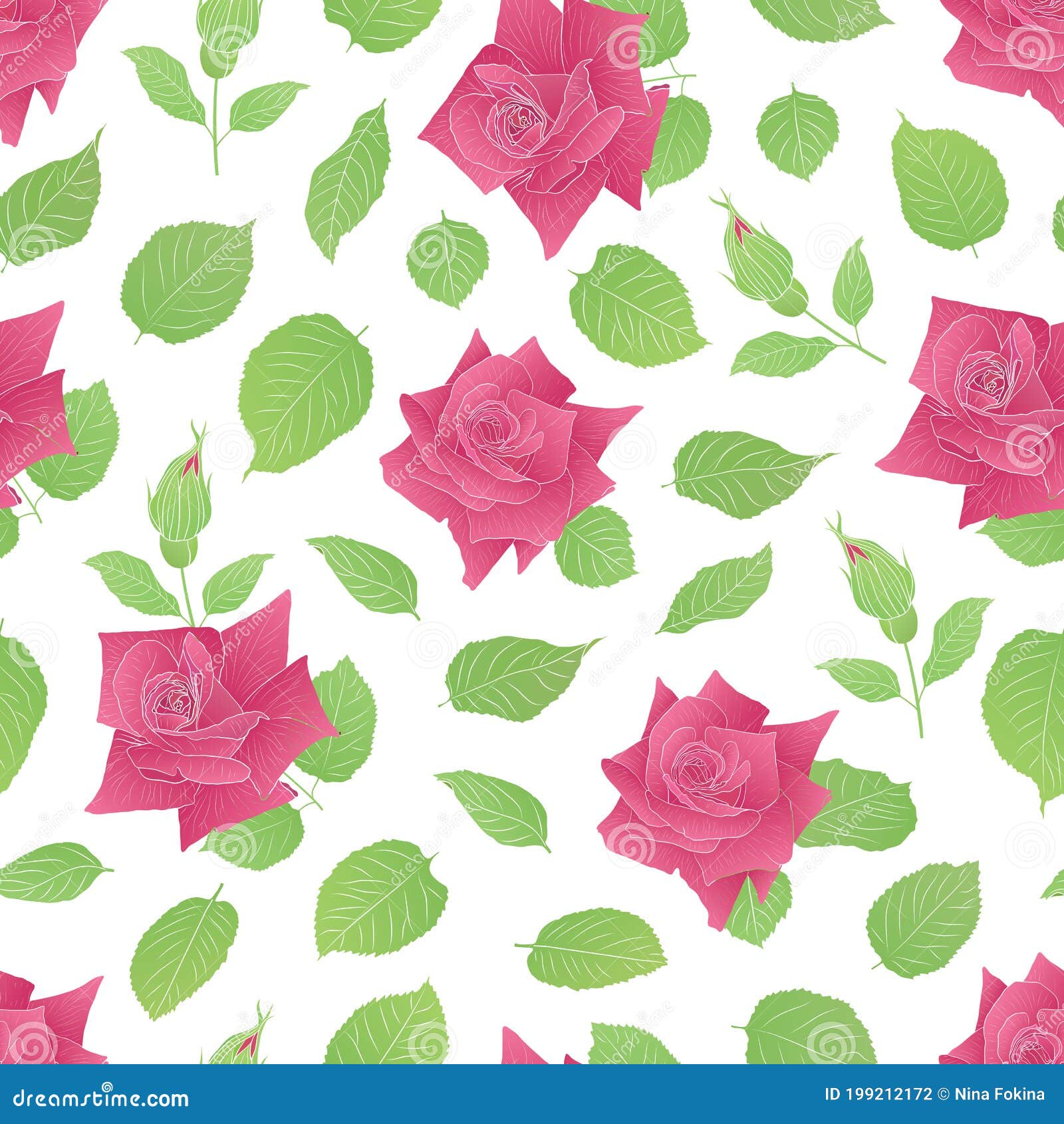 Rose Sharp Seamless Pattern 4 Stock Vector - Illustration of lines ...