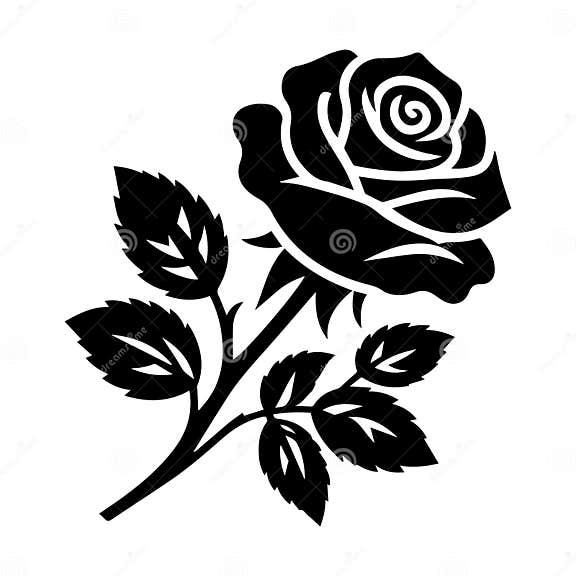 Rose Silhouette Icon with White Background Stock Illustration ...