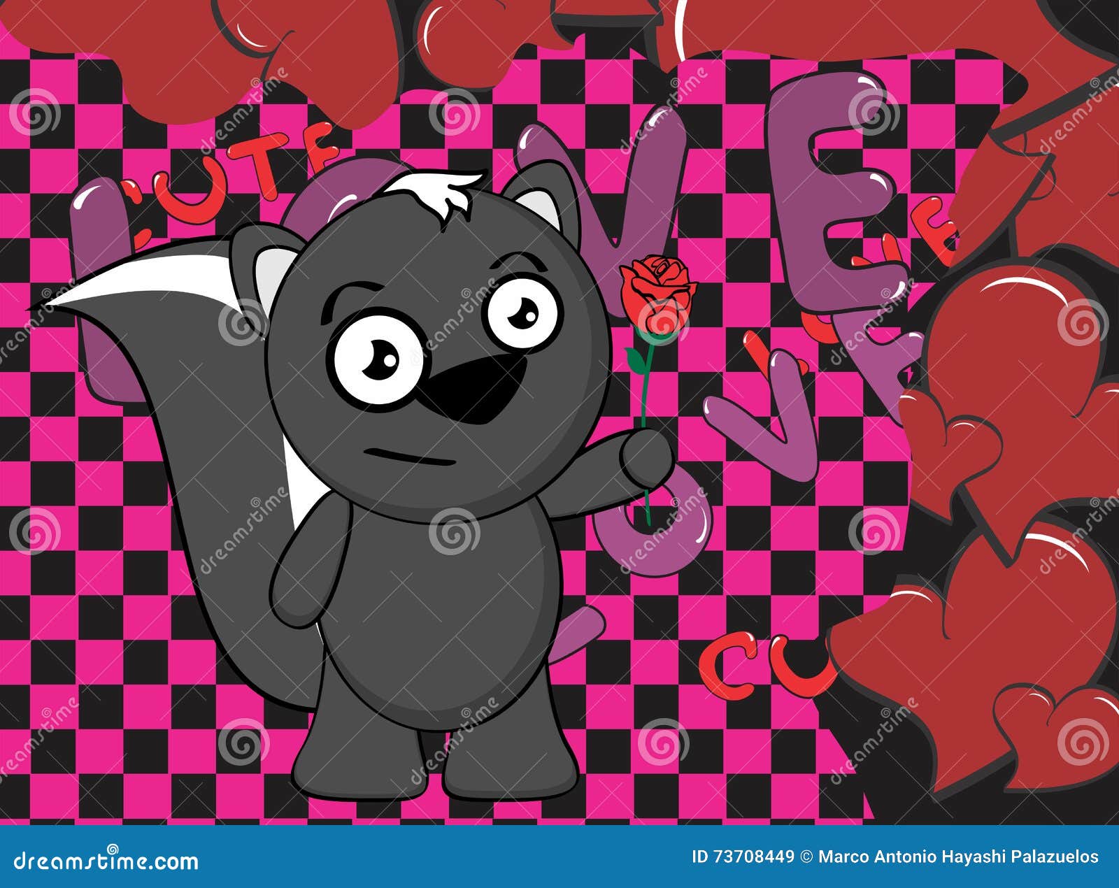 Rose Skunk Cartoon Expression Background Stock Vector - Illustration of ...