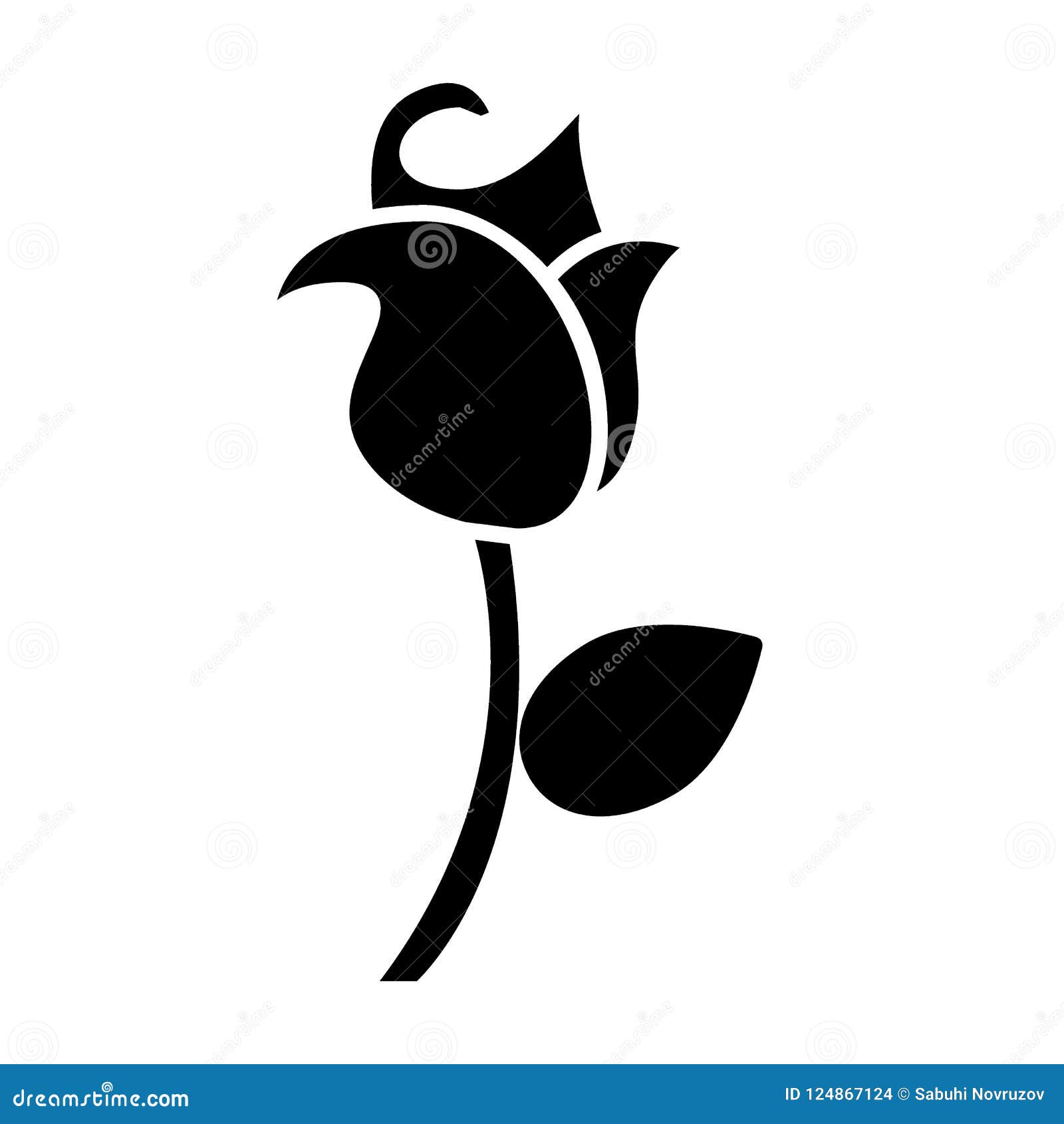 Rose Solid Icon. Single Rose Vector Illustration Isolated on White ...