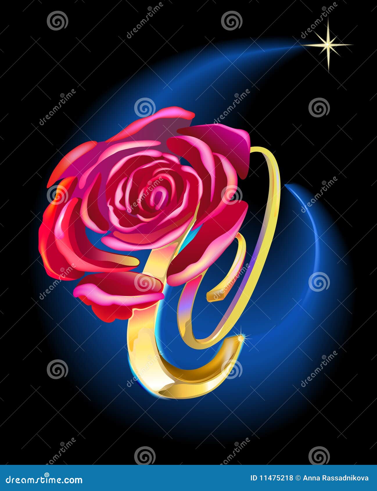 Rose in Space stock vector. Illustration of cosmos, jewelry - 11475218