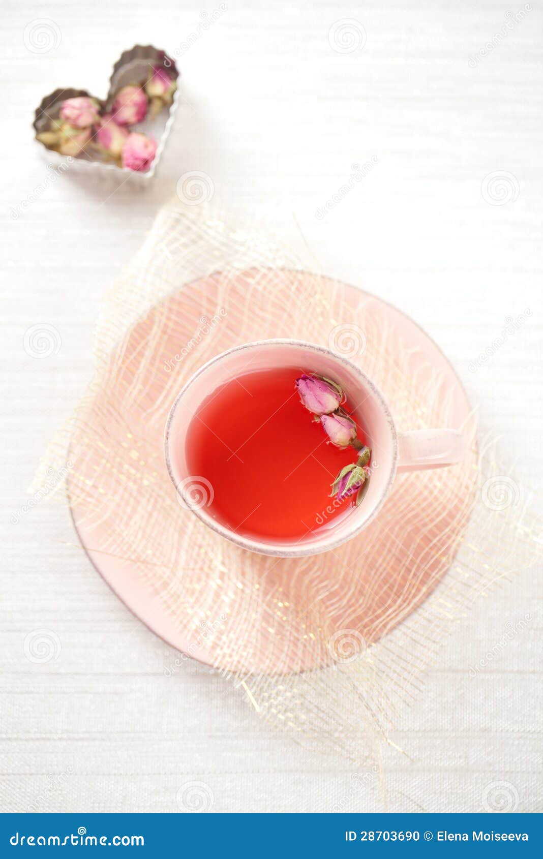 Rose Tea in Pink Cup on White Table Stock Photo - Image of romance ...