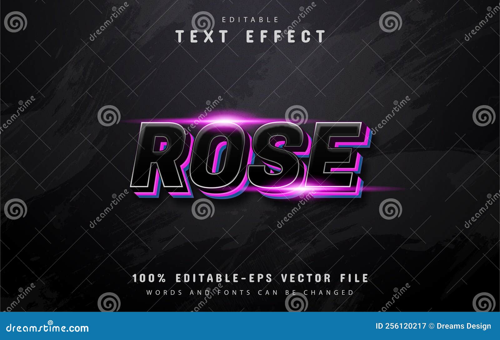 Rose Text, 3d Style Text Effect Stock Vector - Illustration of frame ...