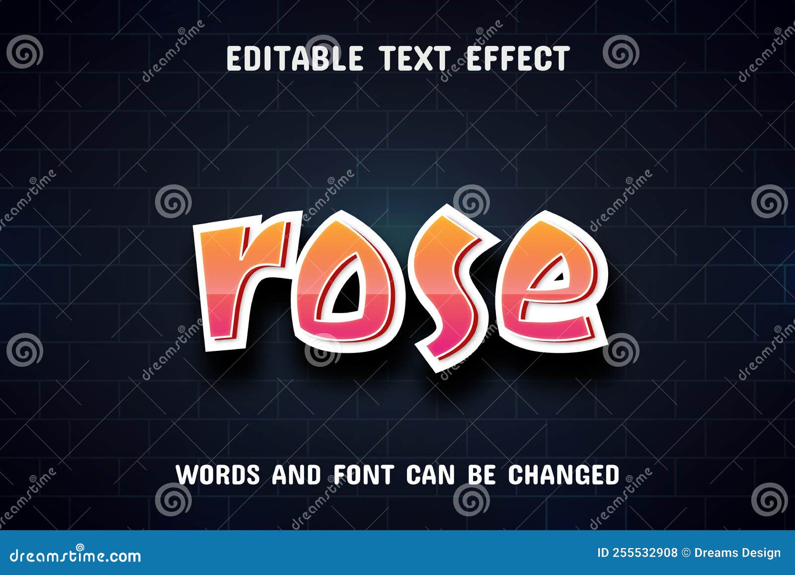 Rose Text - Editable Text Effect Stock Vector - Illustration of signage ...