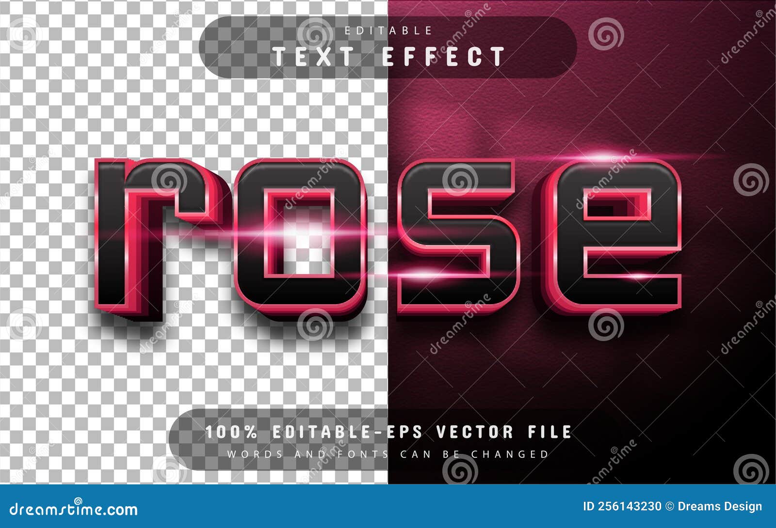 Rose text effect editable stock vector. Illustration of space - 256143230
