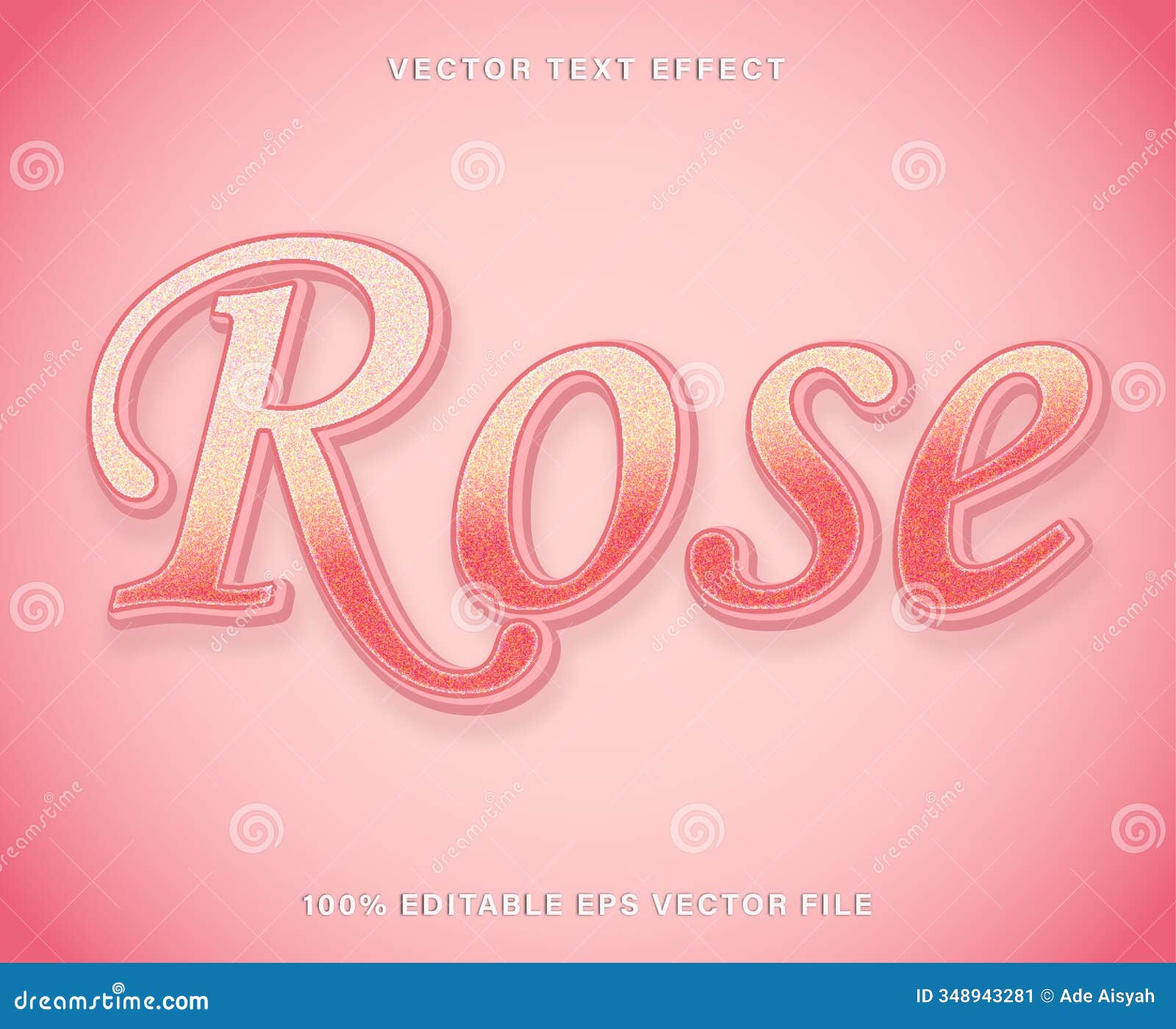 Rose Text Effect Glitter with Pink Color Editable Text Stock Vector ...