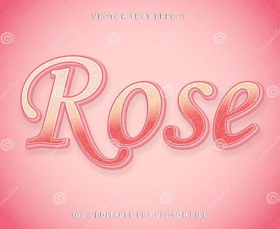 Rose Text Effect Glitter with Pink Color Editable Text Stock Vector ...