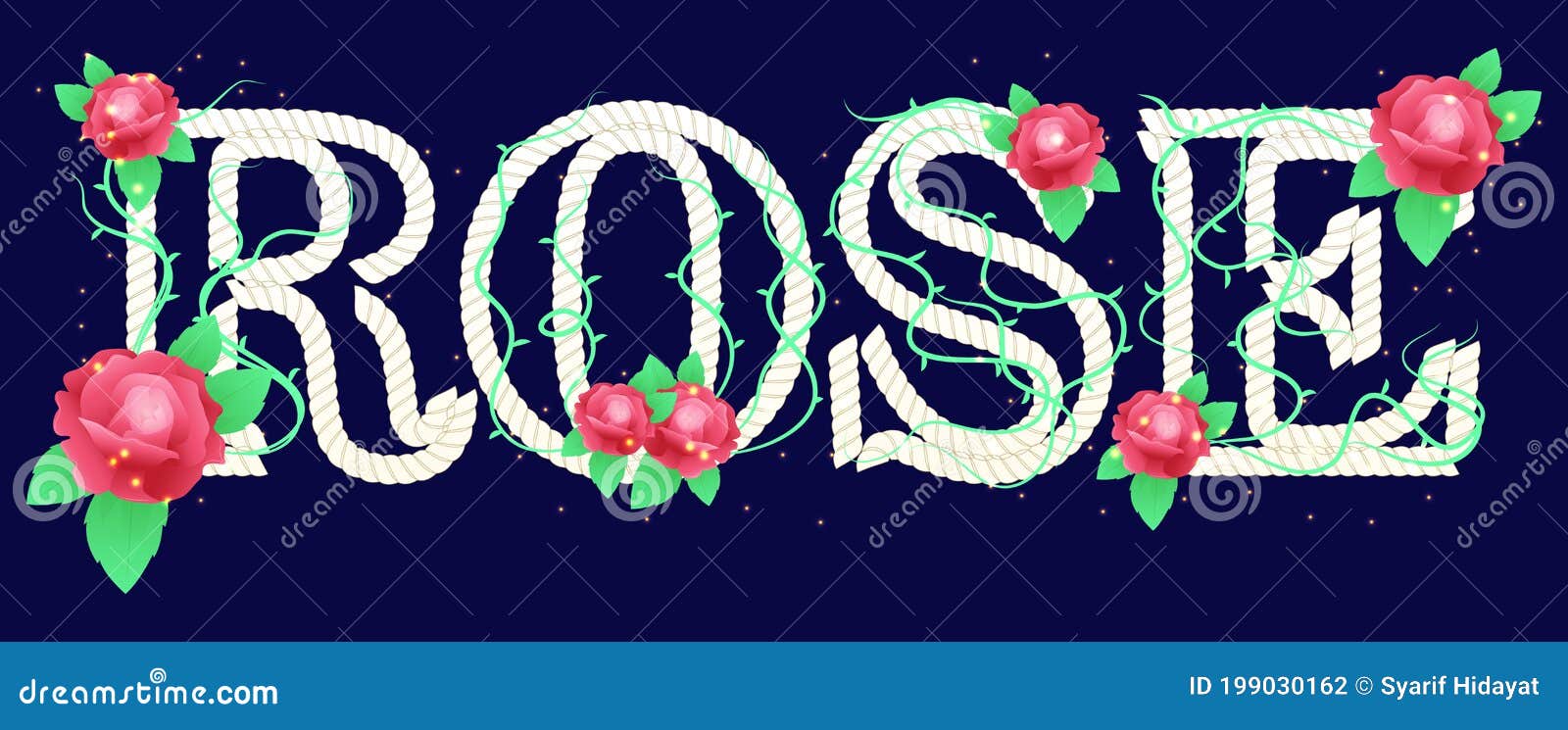 Rose Text with Flower Modern Design Stock Vector - Illustration of ...