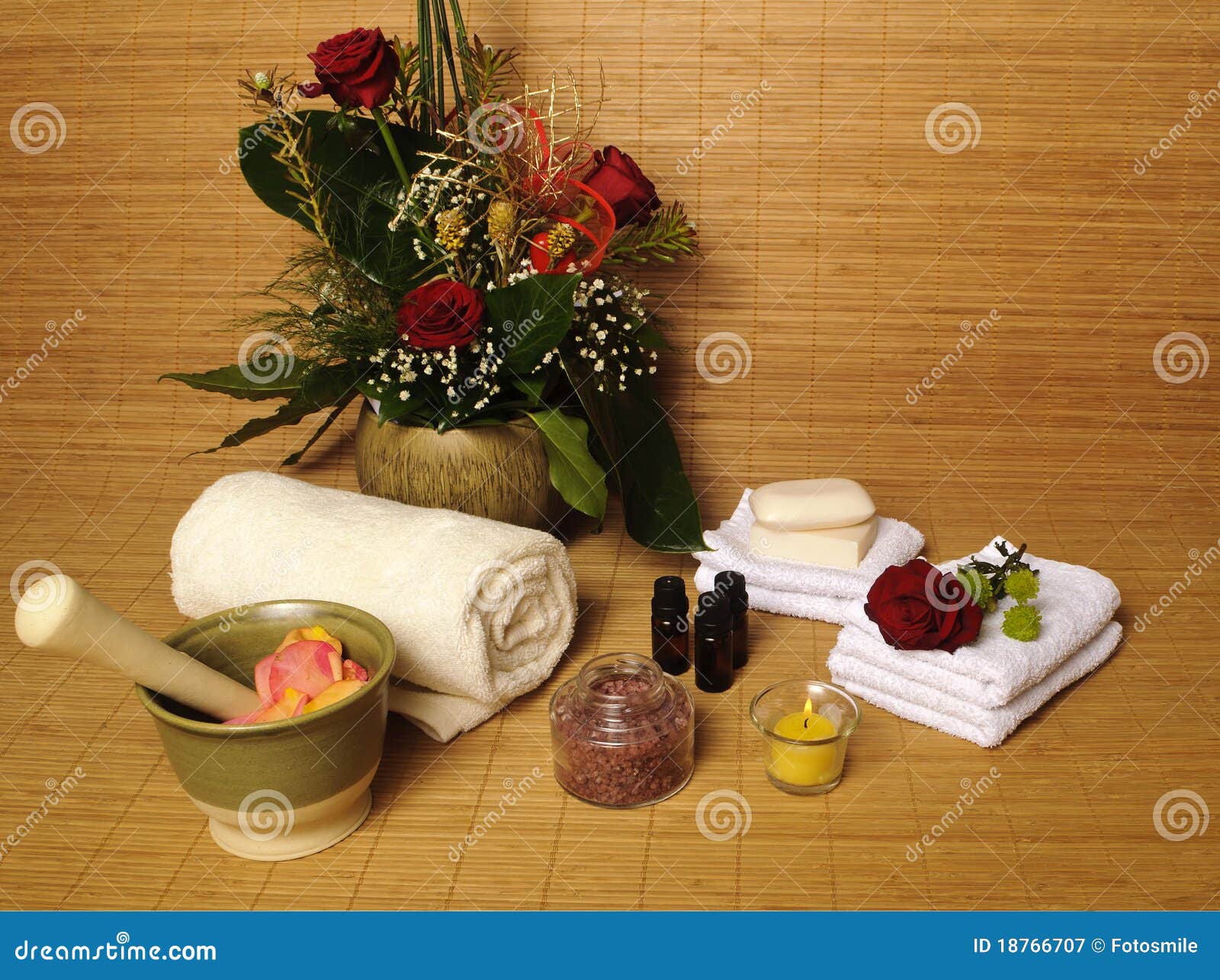 Rose themed spa stock image. Image of natural, mortar - 18766707