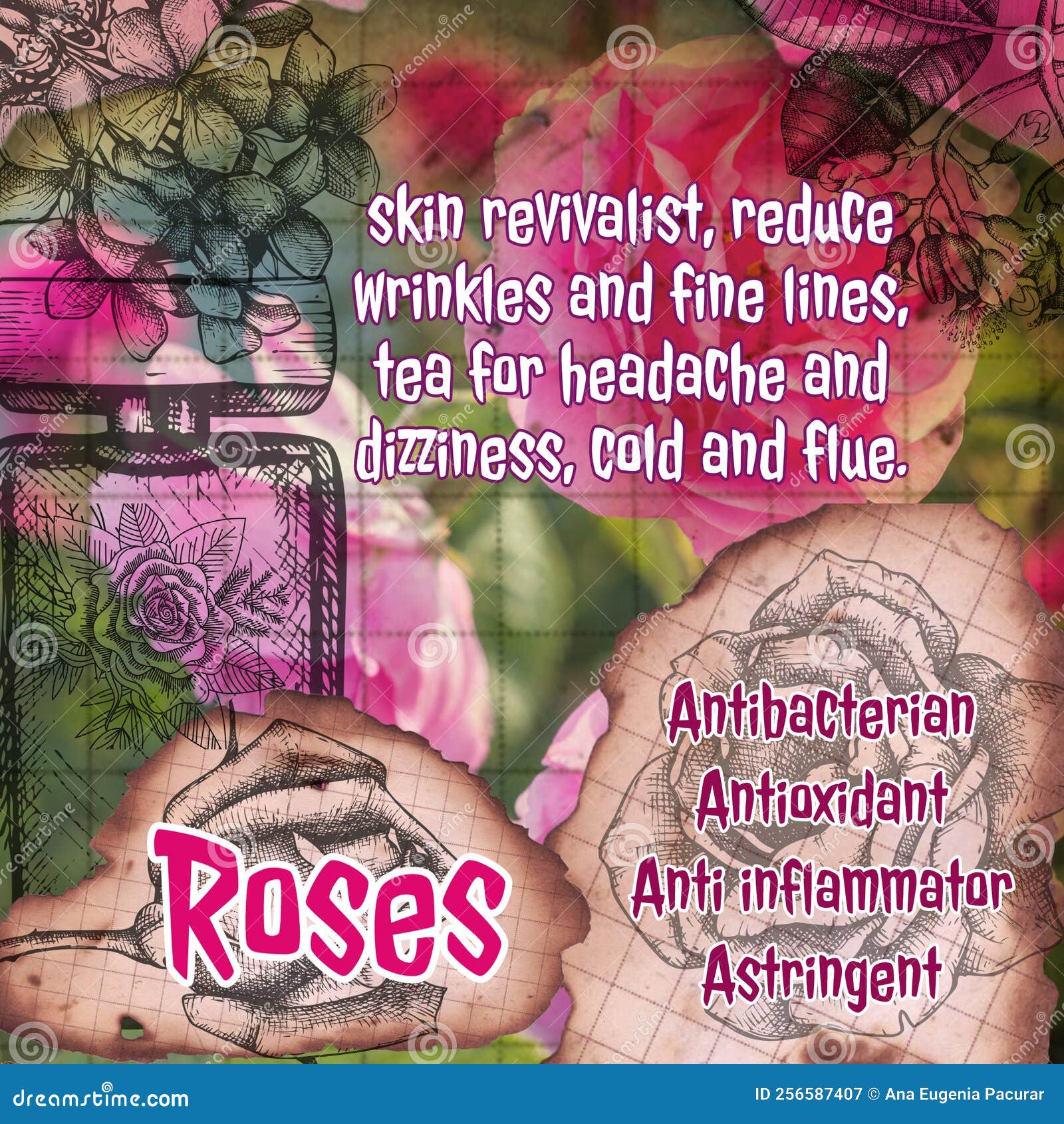 Rose Tile Vintage Notebook Page Stock Image - Image of rose, page ...