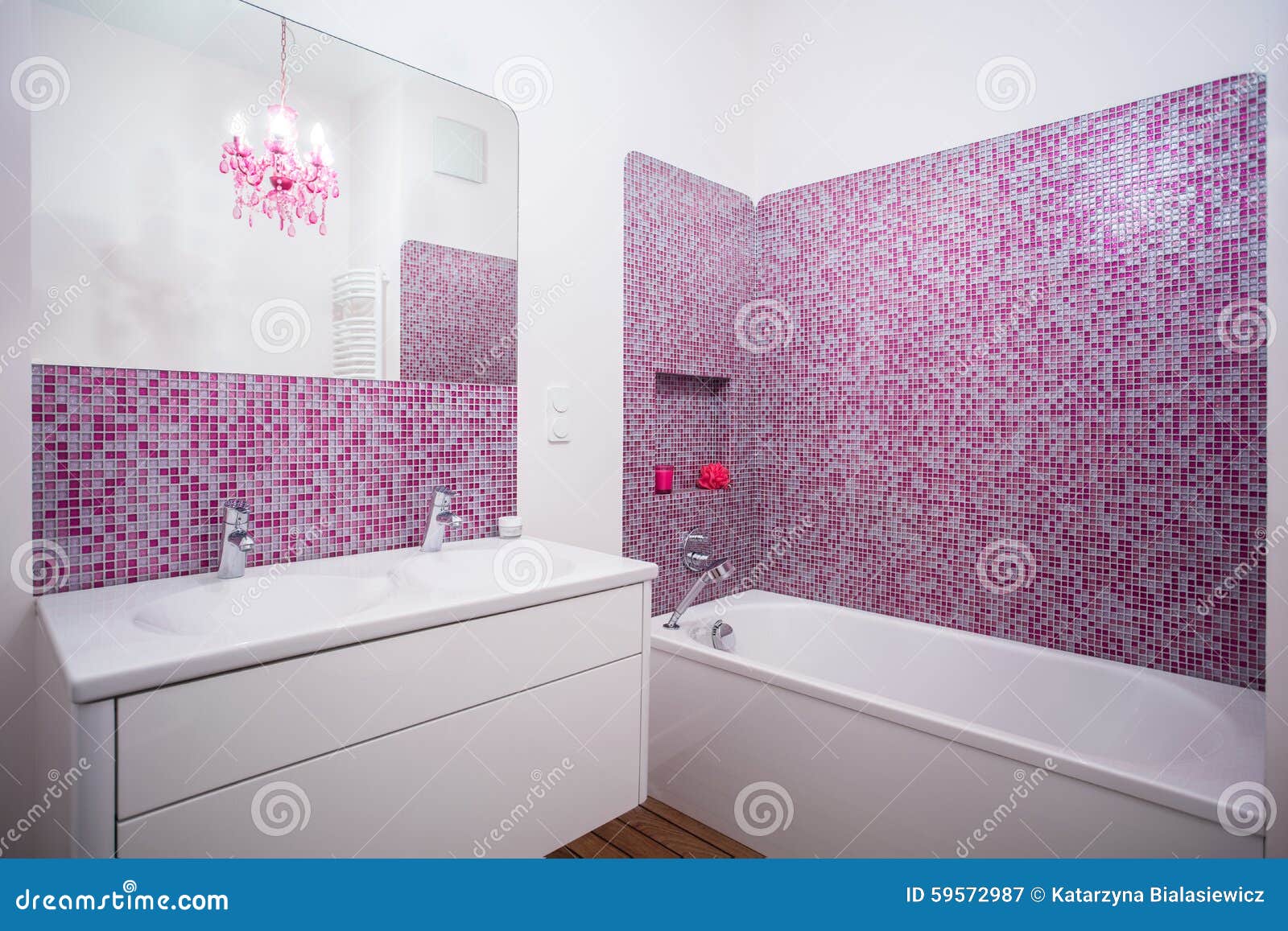 Rose tiles on the wall stock image. Image of bathtub - 59572987