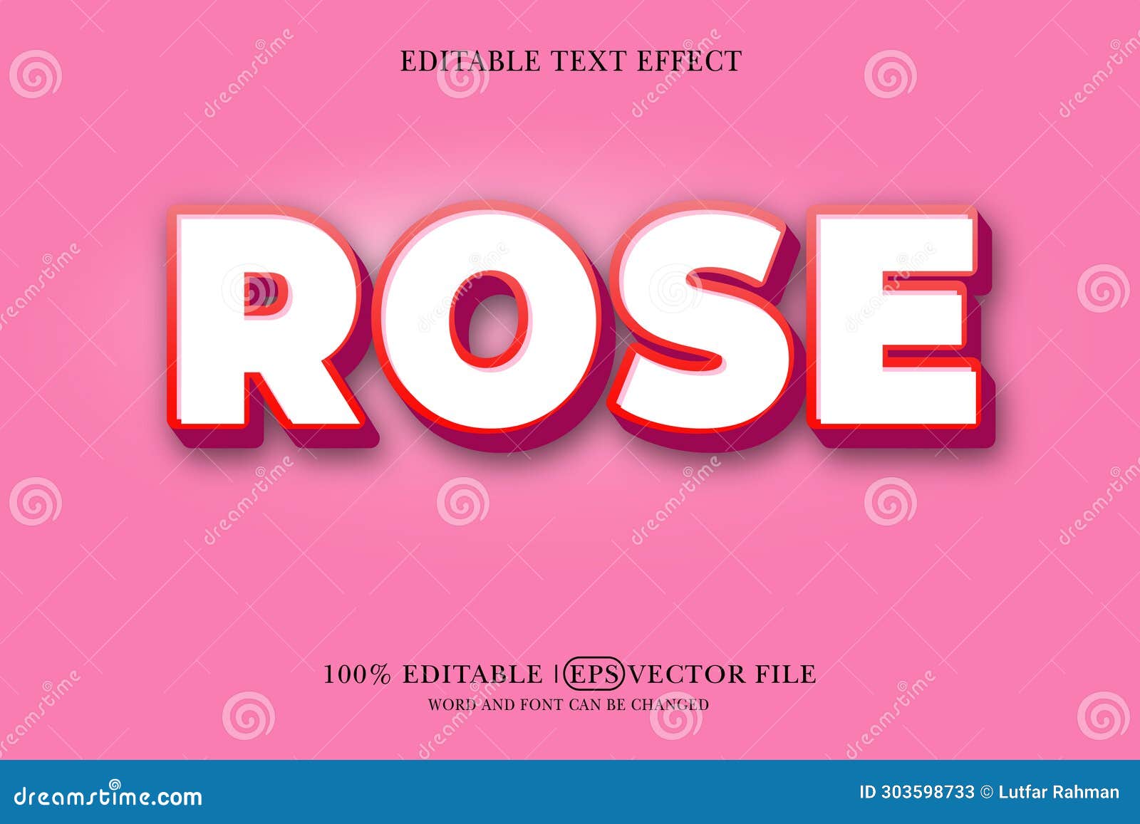 Rose Title Background Editable Text Effect, 3d Text Template Stock ...