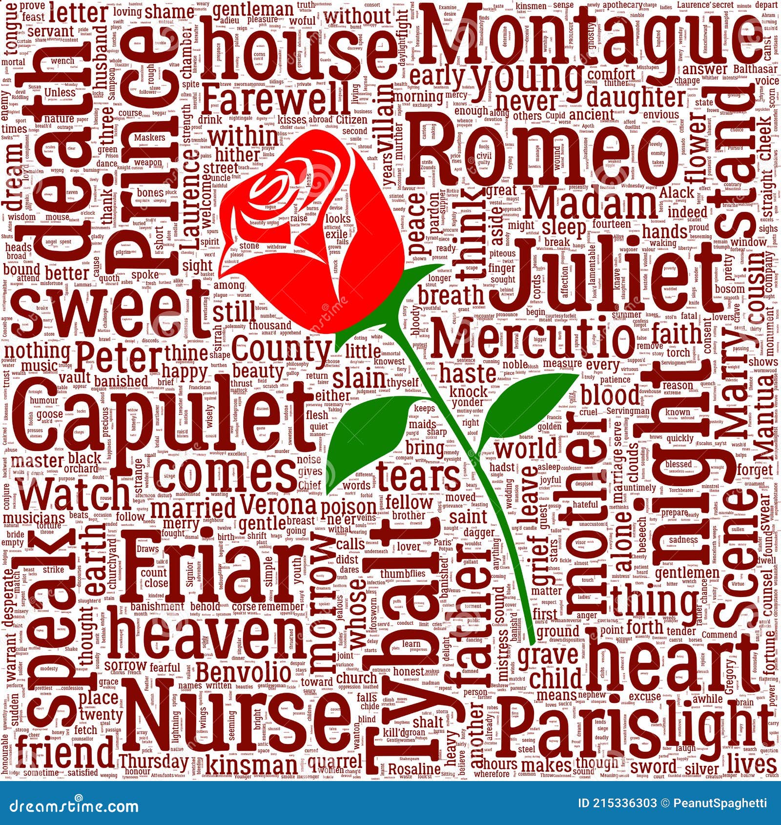 Romeo and Juliet Sweet Rose Word Cloud Stock Illustration ...