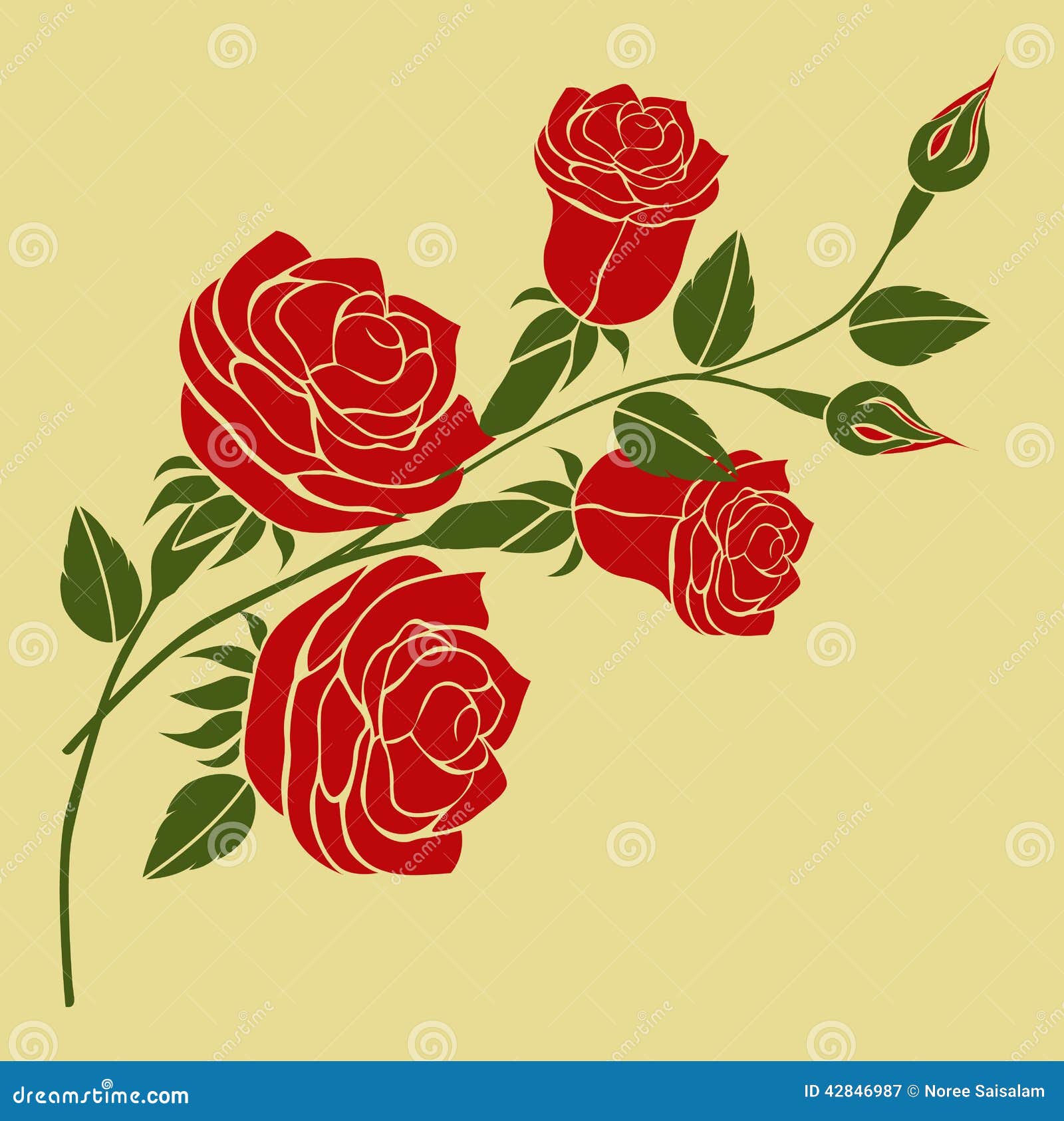Rose Vector on Cream Background Stock Vector - Illustration of ...