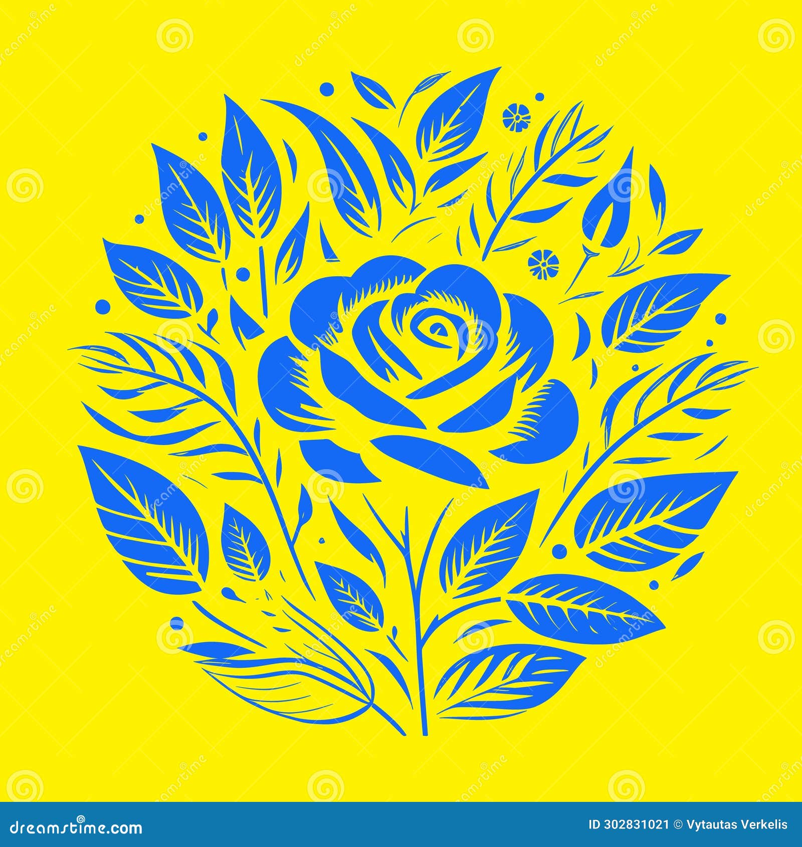 Rose Vector Drawing. in a Circle Stock Vector - Illustration of design ...