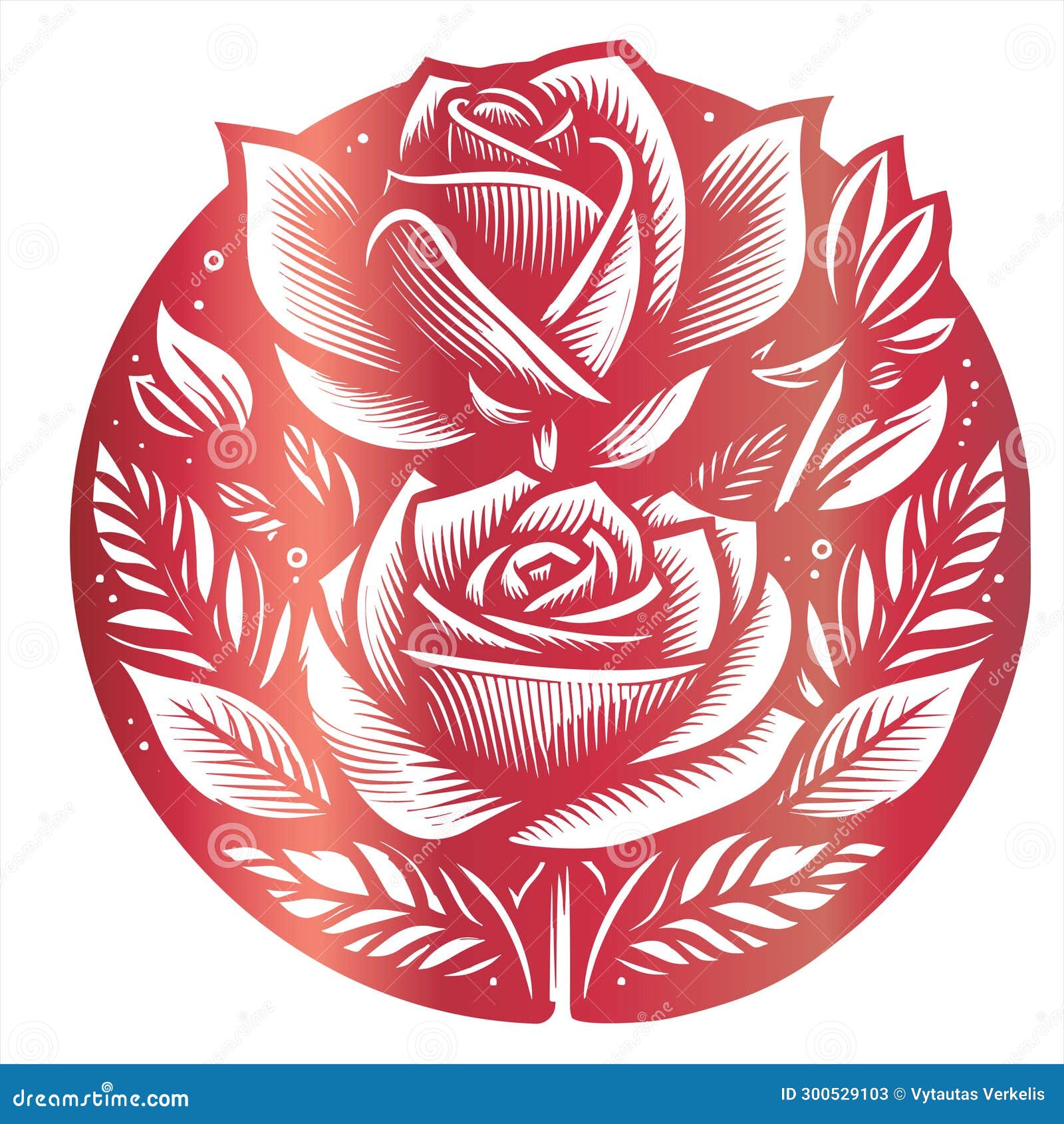 Rose Vector Drawing. in a Circle Stock Image - Image of plant, shape ...