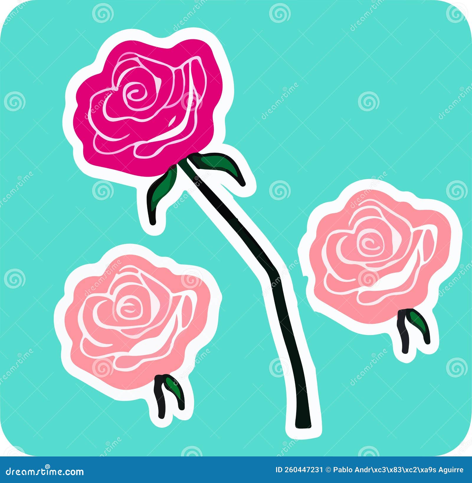 Rose Vector Icon on Green Background Stock Vector - Illustration of ...