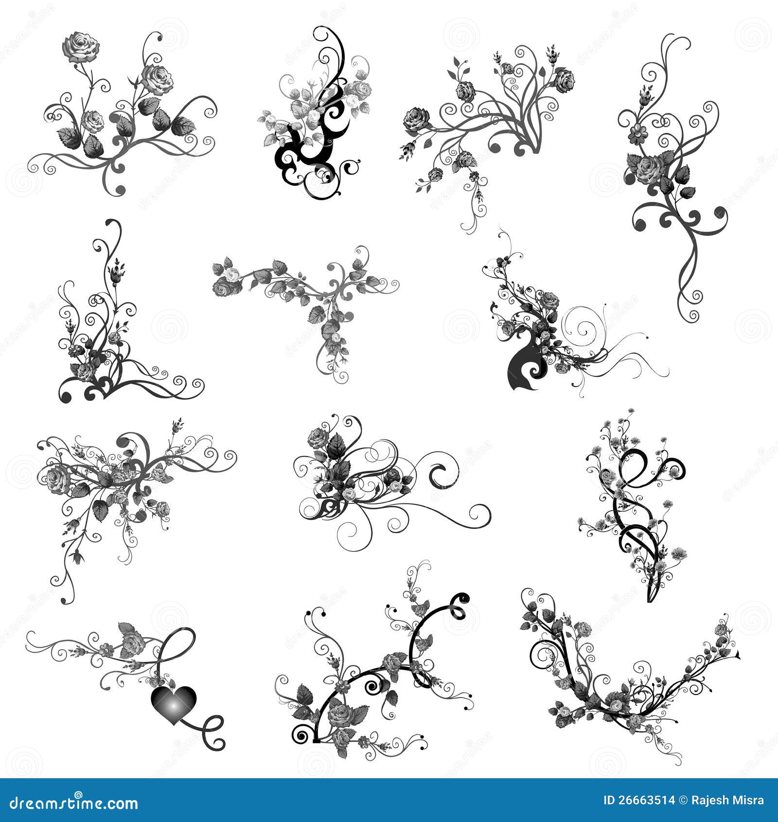 Rose vines stock illustration. Illustration of black - 26663514