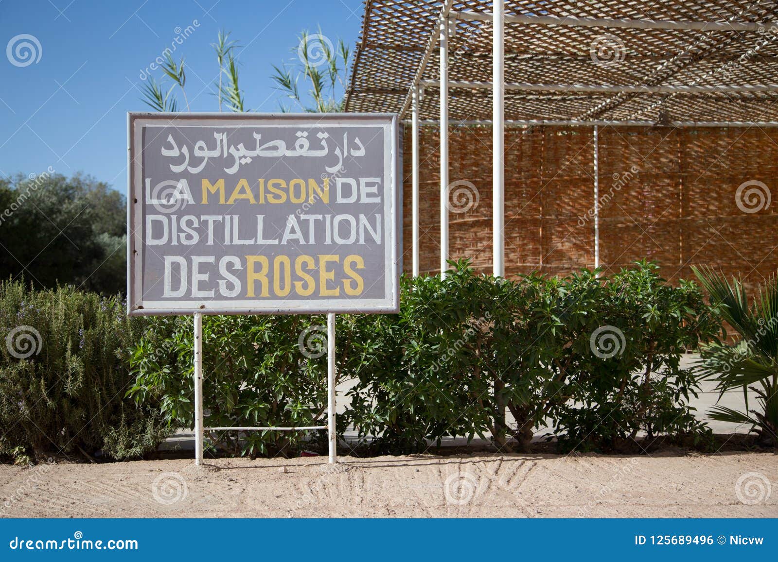 Rose Water Distillery Sign, Morroco Editorial Photo - Image of written ...