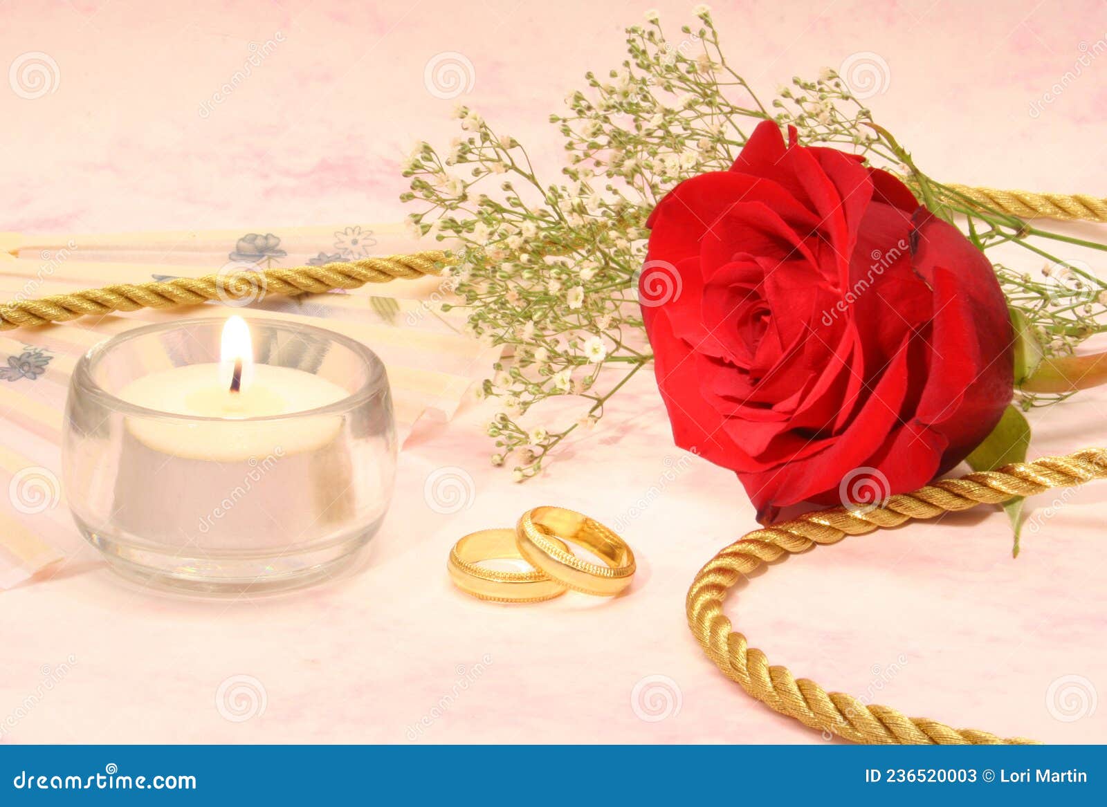 Rose with Wedding Bands and Gold Rope Stock Image - Image of bride ...