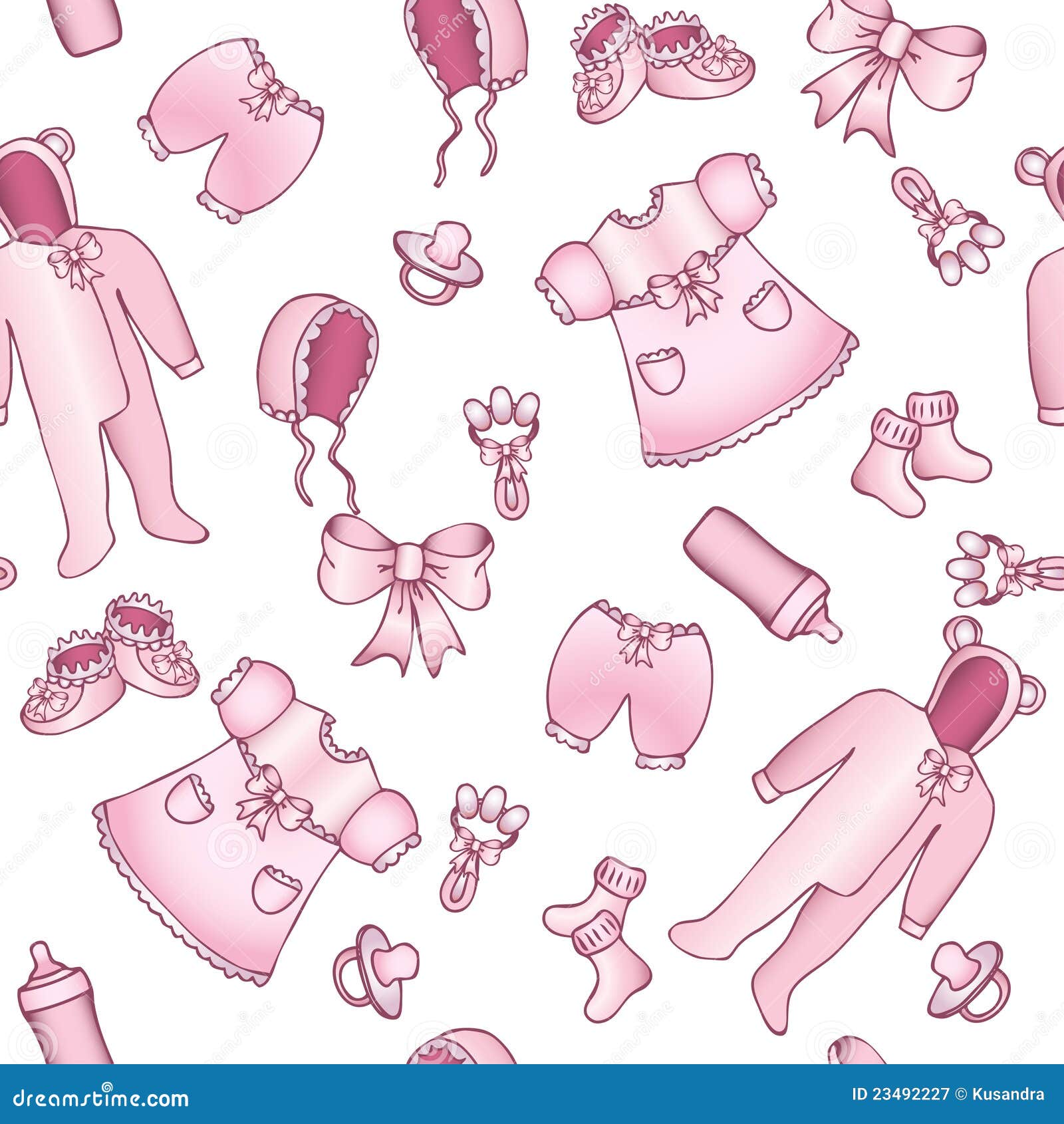 Rose and White Baby Girl Seamless Pattern Stock Vector - Illustration ...