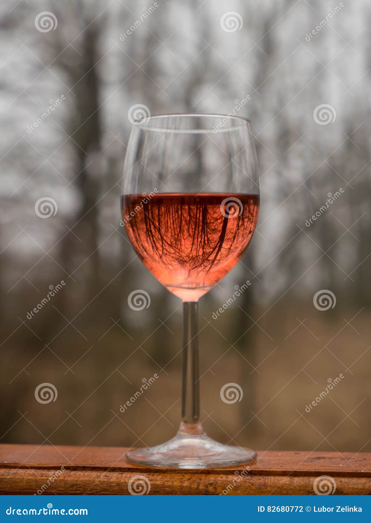 Rose wine in glass stock photo. Image of nature, winter - 82680772