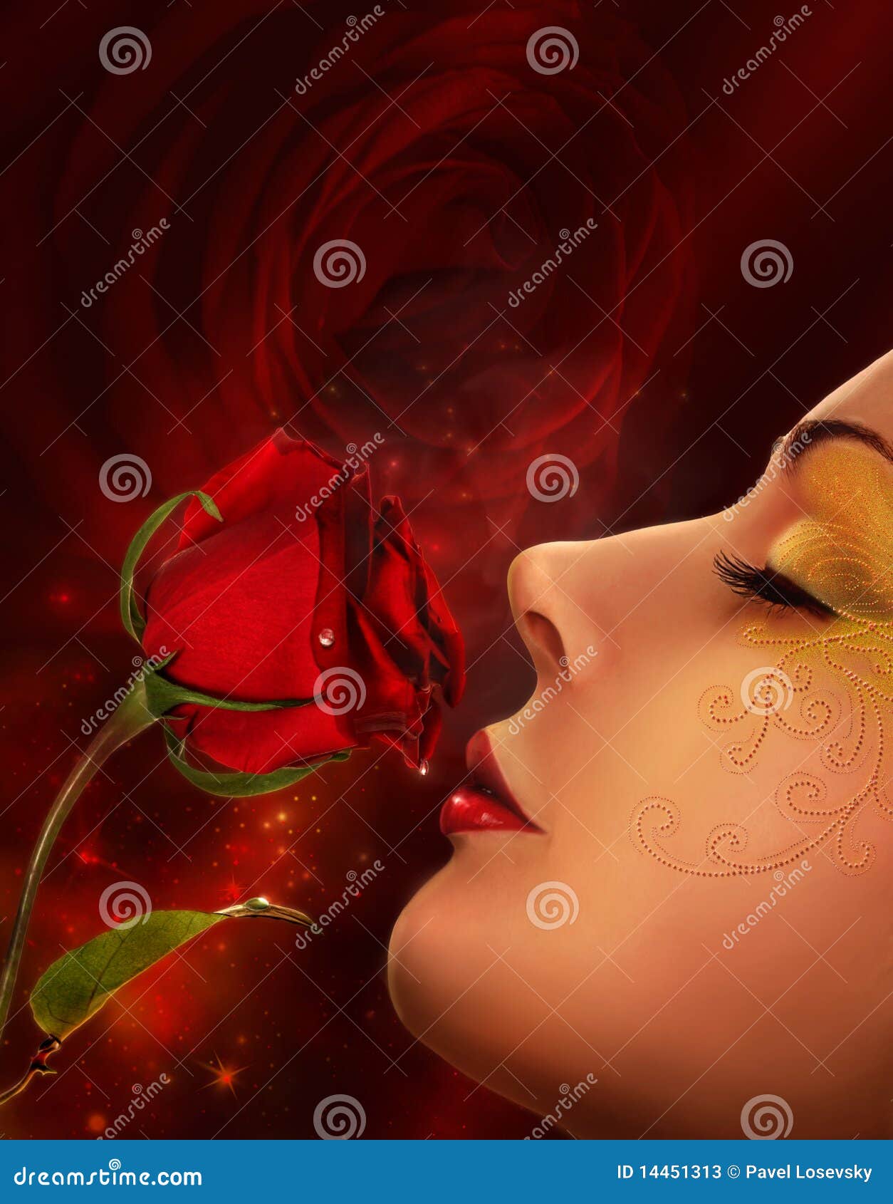 Rose and Woman Face Collage Stock Image - Image of collage, closed ...